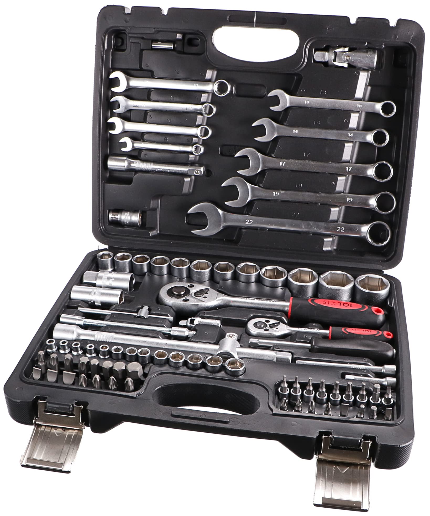SIXTOL Tool Set 82 Pieces in a Tool Case Socket Set, Steel Wrench ...