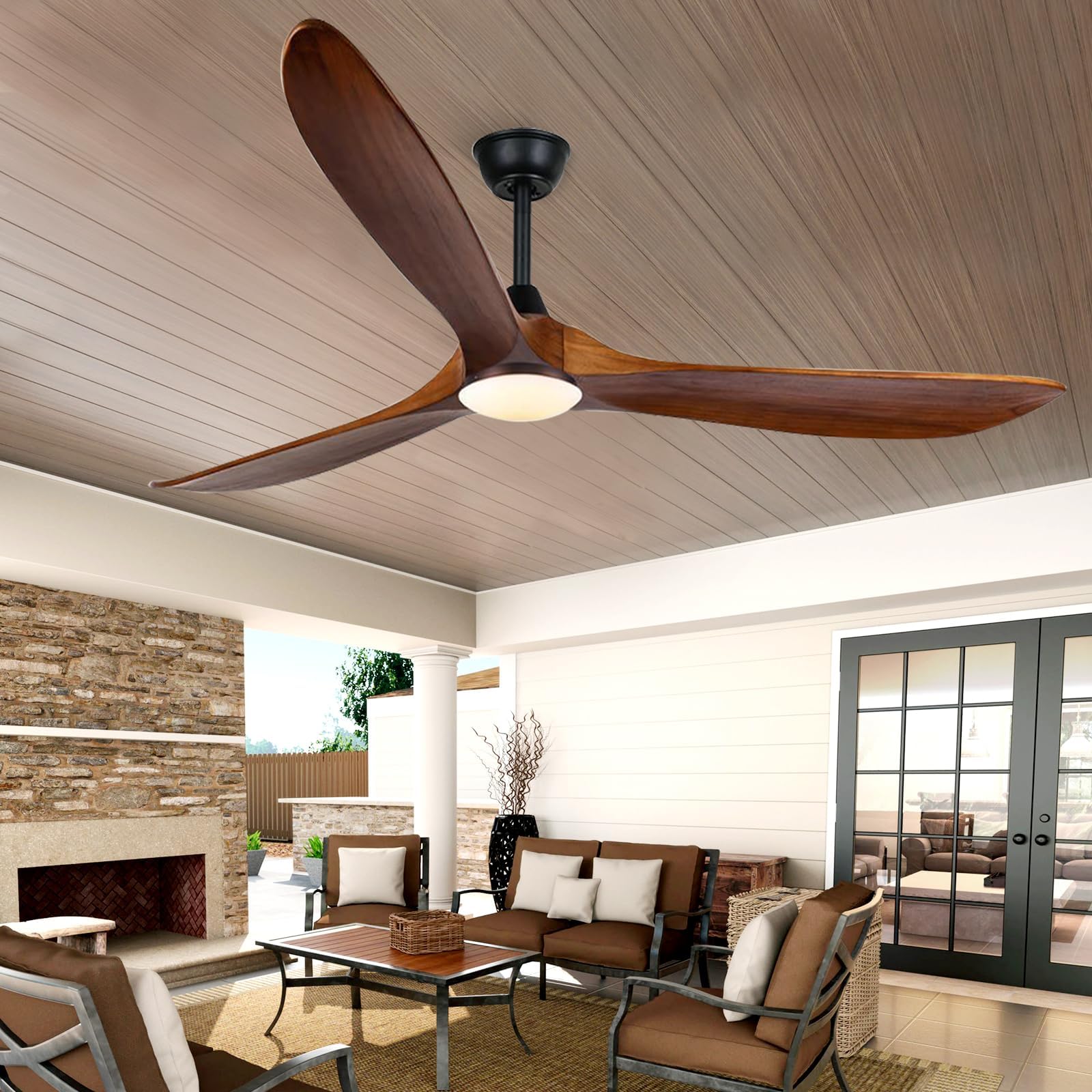 Farmhouse Rustic ceiling fan with light, 60 inch Outdoor Morden Large ...