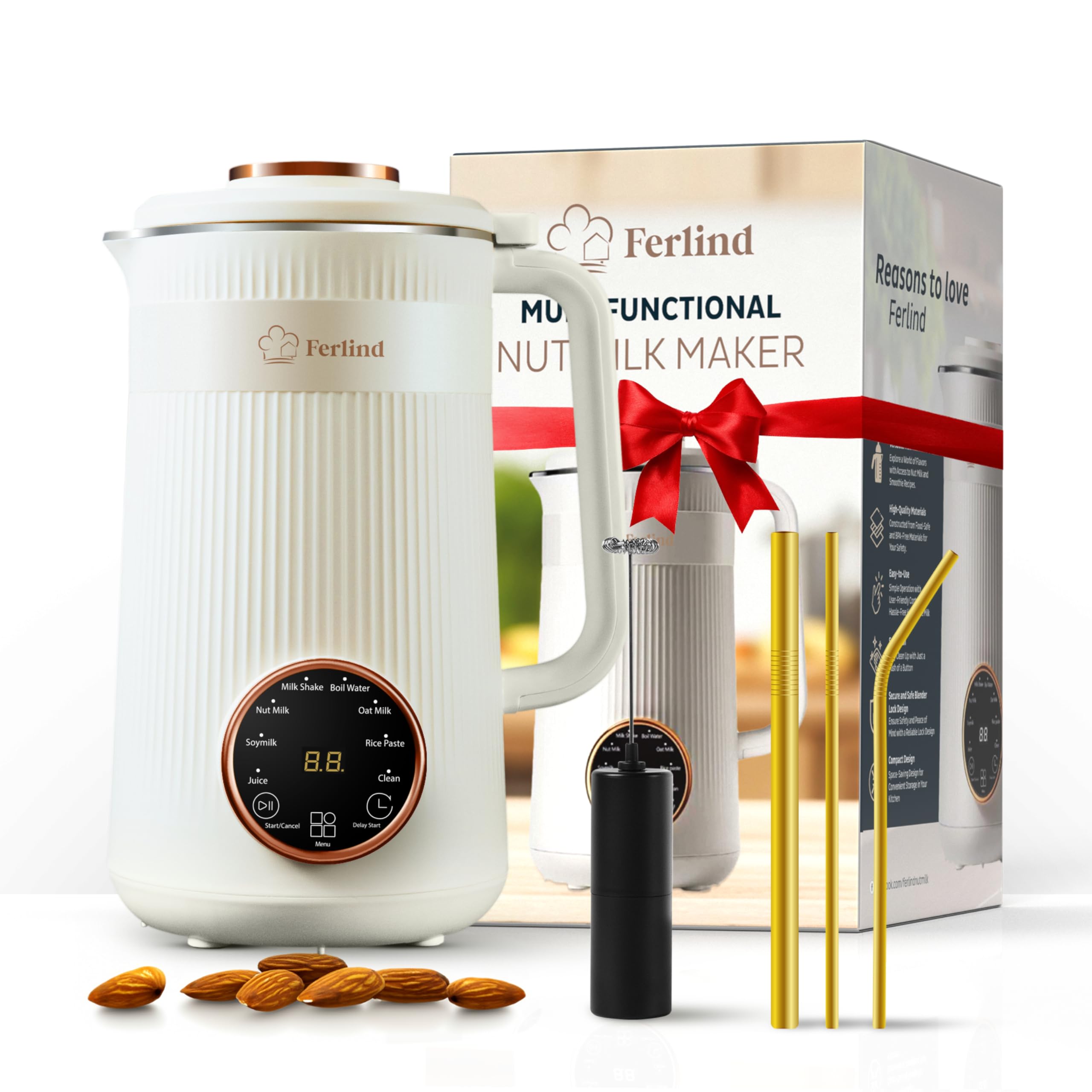 Amazon.com: NEW 8-in-1 Nut Milk Maker for 32 oz Homemade Almond Milk, Oat Milk, Soy Milk ...