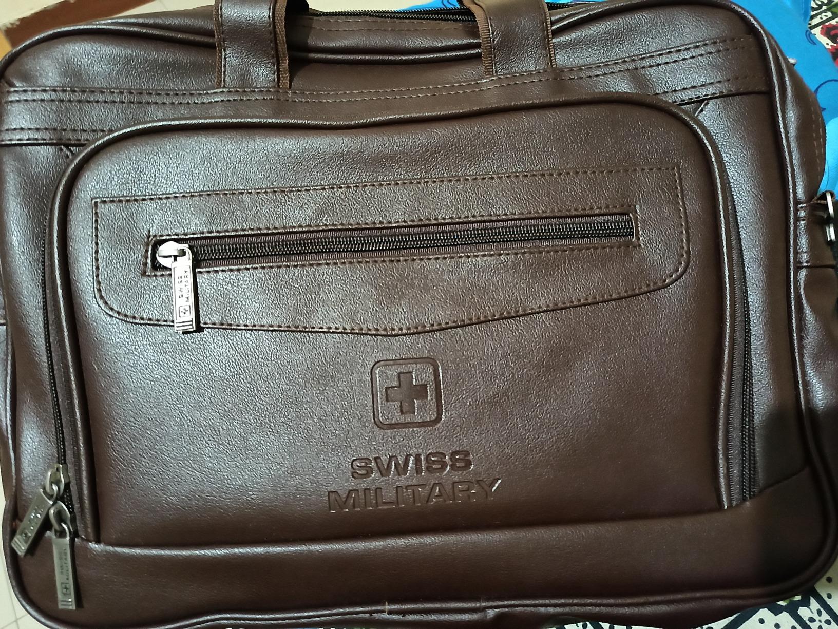 Swiss Military Premium Leatherette Laptop Bag for Men, Laptop Messenger ...
