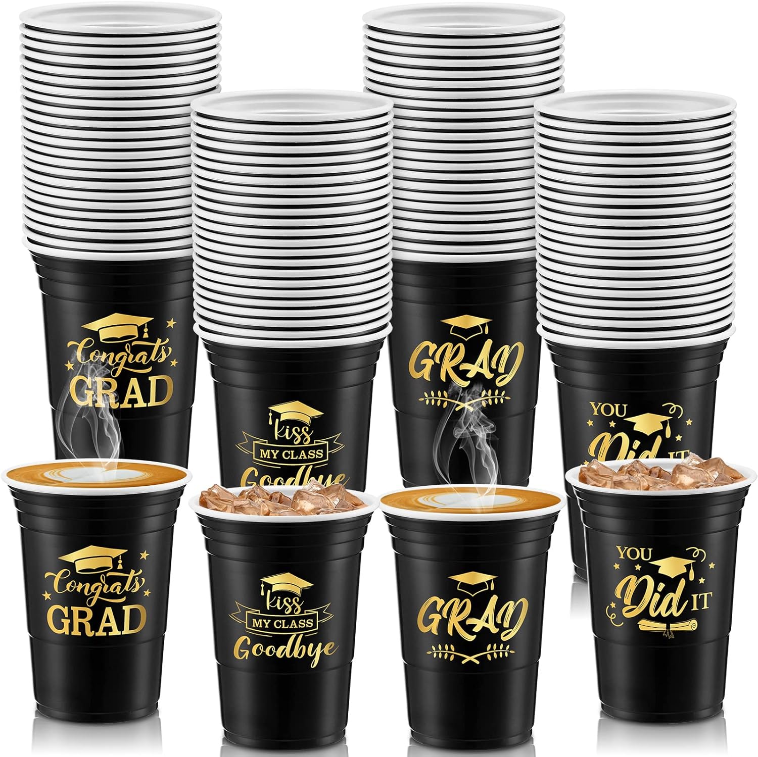 Amazon.com: Yinder Disposable Graduation Party Plastic Cups, 16 oz Grad ...