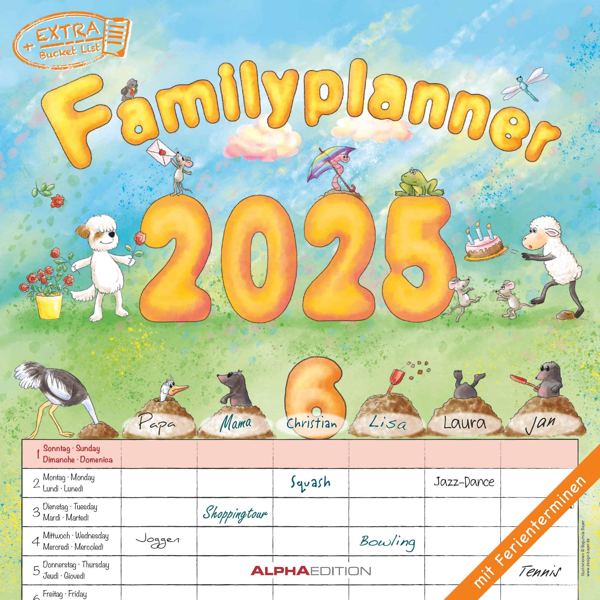 Alpha Edition - Familienplaner Cartoon 2025 Broschürenkalender, 30x30cm ...