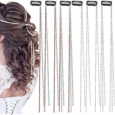 Amazon.com : Chunyin Rhinestone Hair Chains for Women Rhinestone Hair ...
