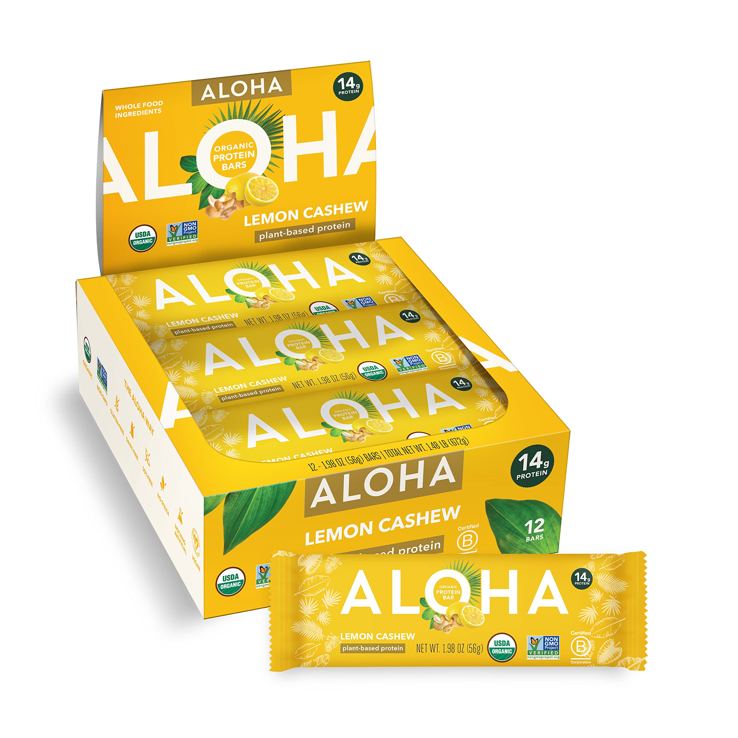 Amazon.com: ALOHA - Barra de proteína orgánica a base de plantas, sabor ...