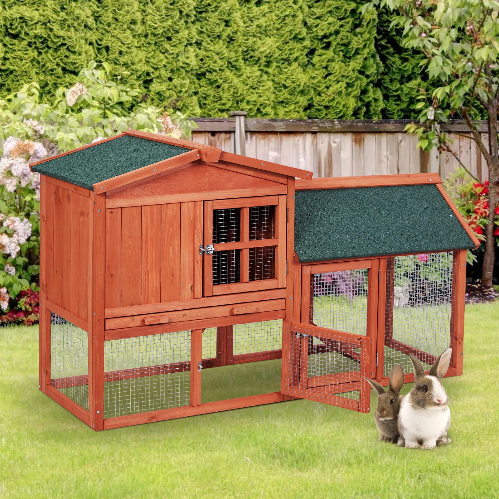 Amazon.com : 54in Wooden Rabbit Hutch, Outdoor Chicken Coop, Bunny ...