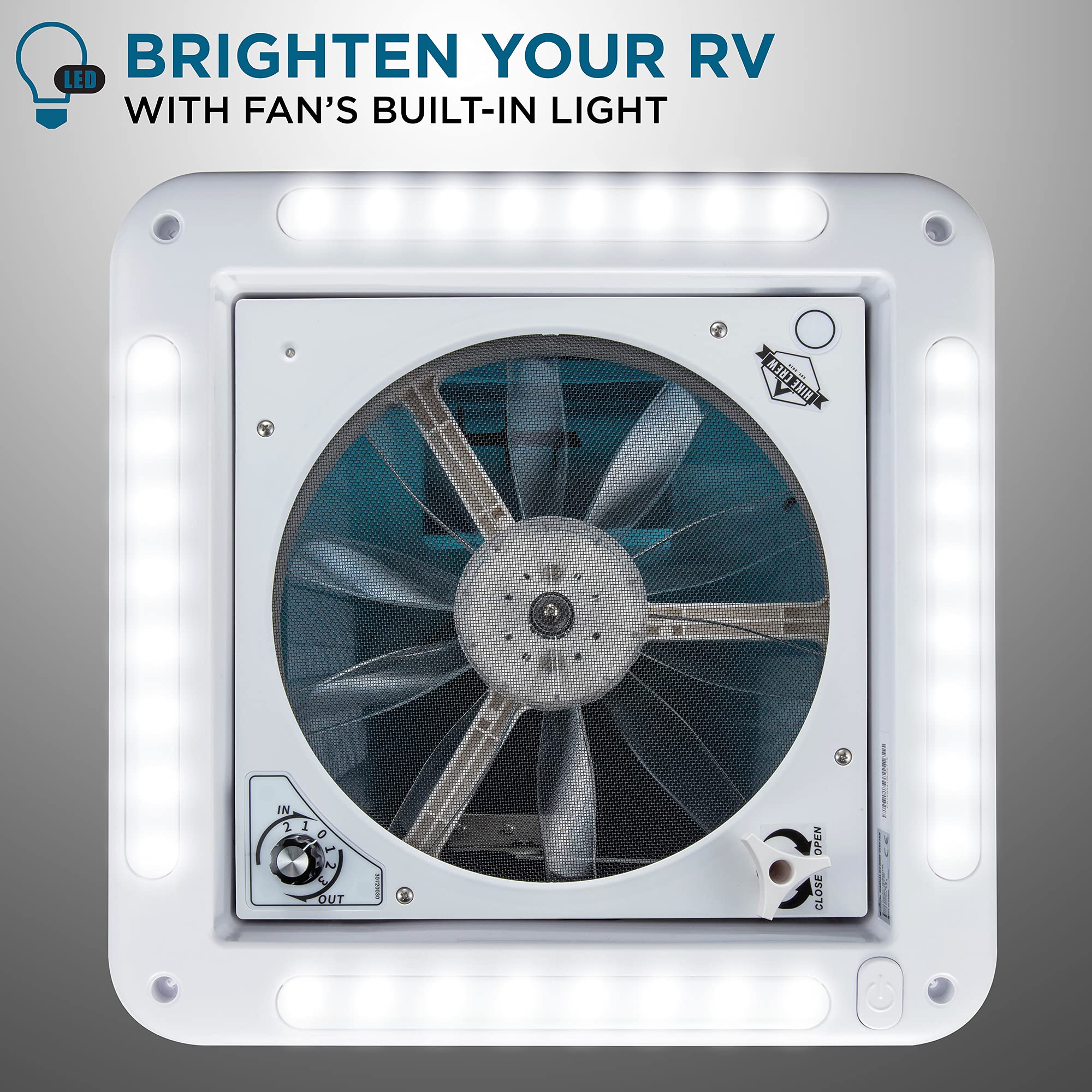 Snapklik.com : 14” RV Roof Vent Fan w/LED Light 12V 3-Speed Intake ...