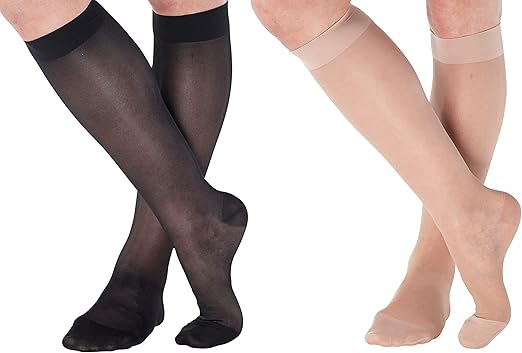 Amazon.com: ABSOLUTE SUPPORT (2 Pairs) Sheer Compression Knee High ...