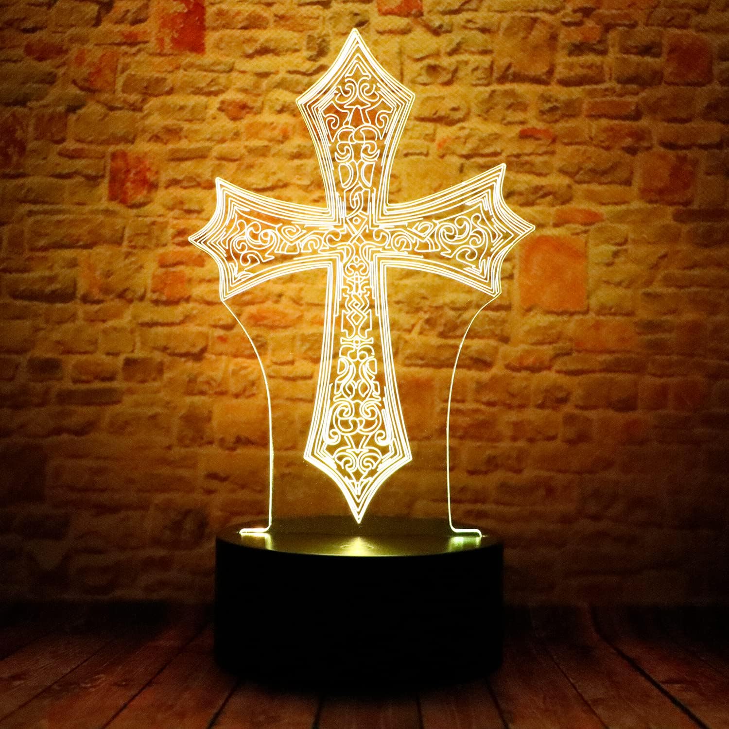 Lámpara de mesa con luz LED 3D de cruz de Cristo Jesús con control ...