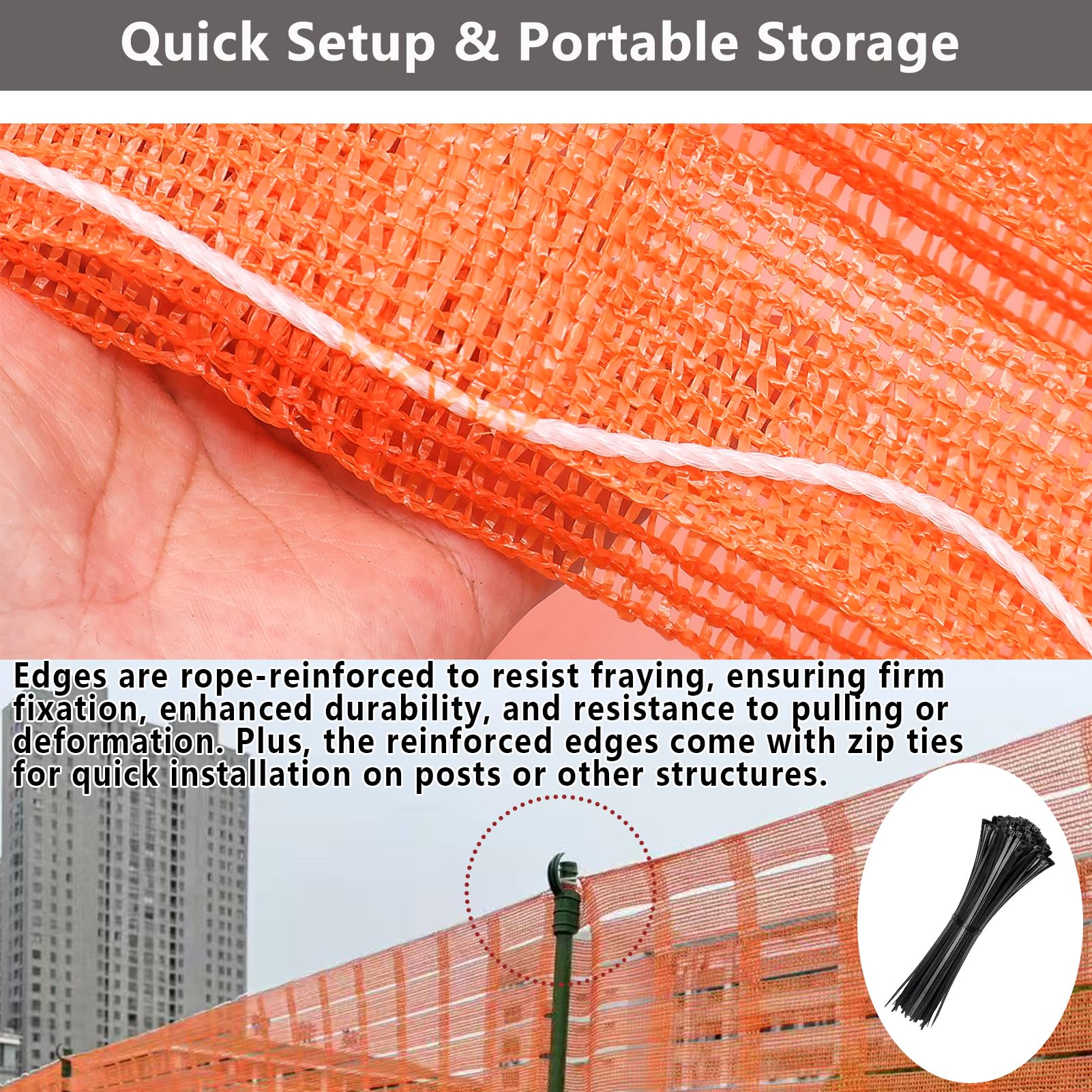 Snapklik.com : 5x100 Safety Fence, Orange Construction Barrier Fence ...