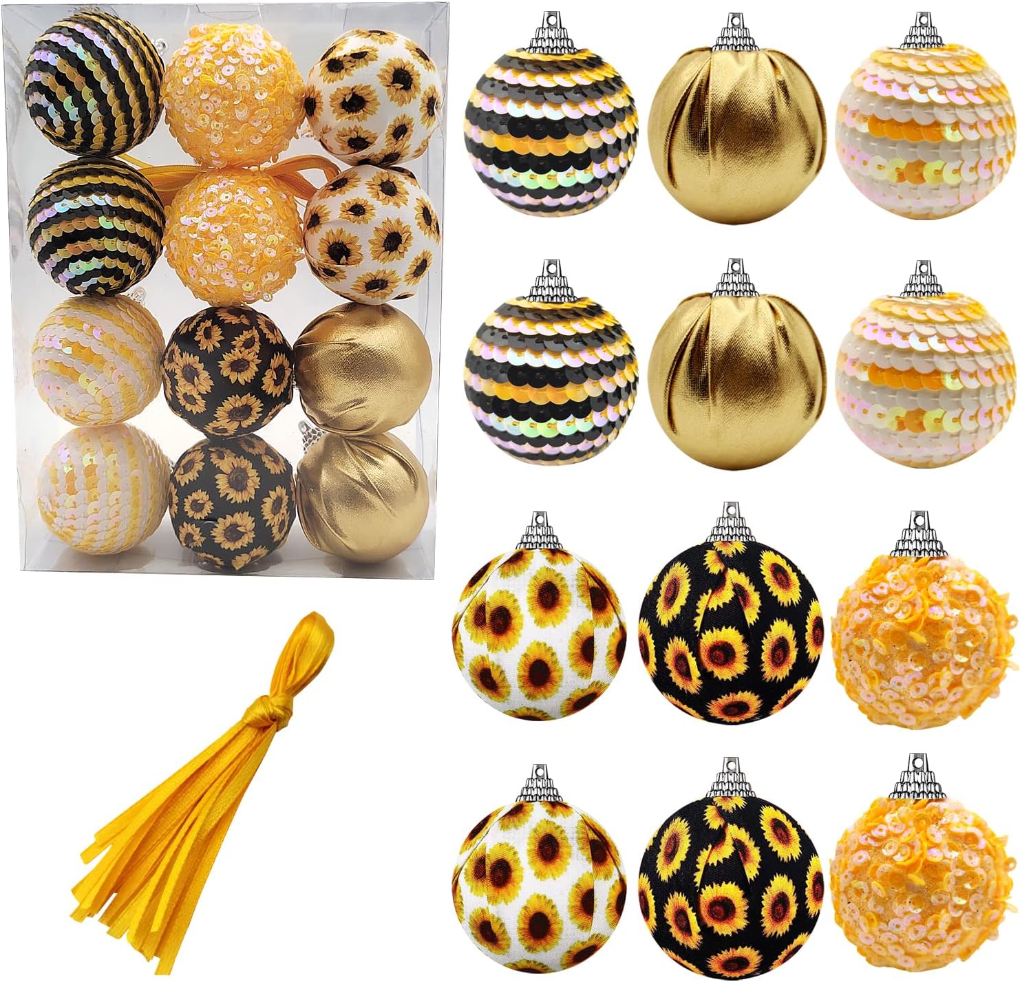 Amazon.com: KIDZVEFUN 12 Pack Bee Ornaments for Tree, 2.4” Yellow and ...