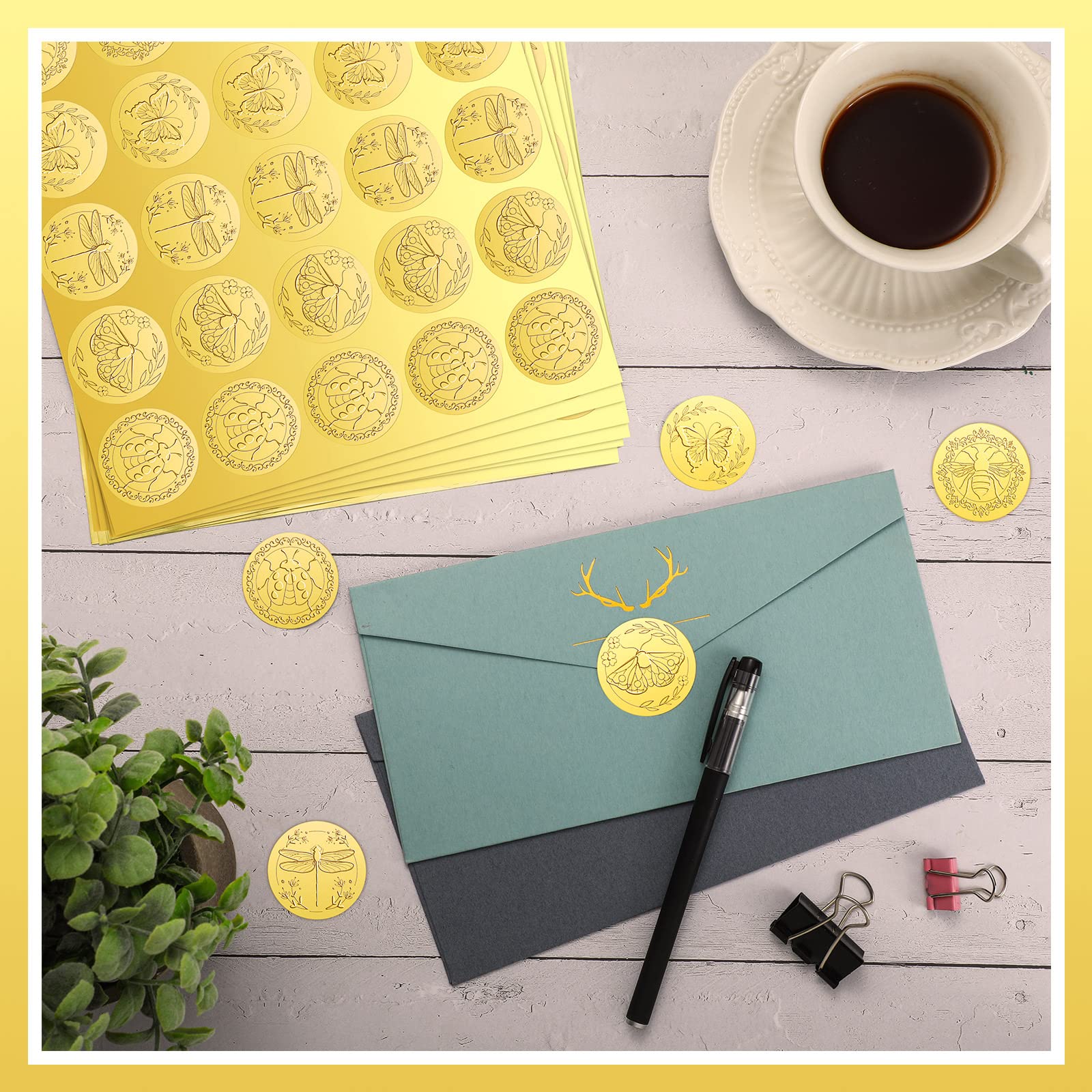 Snapklik.com : Chinco 500 Pieces Gold Embossed Envelope Seals Stickers ...
