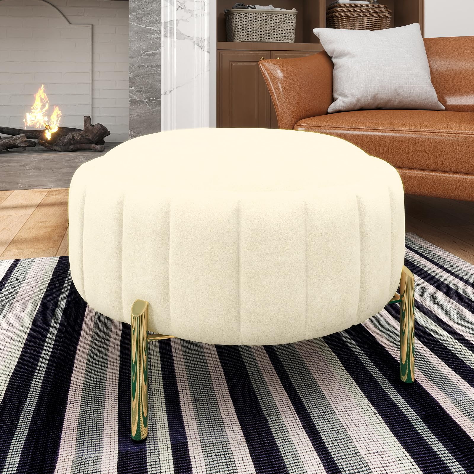 Amazon.com: SEYNAR 30" Round Ottoman with Storage, Velvet Tufted Coffee ...