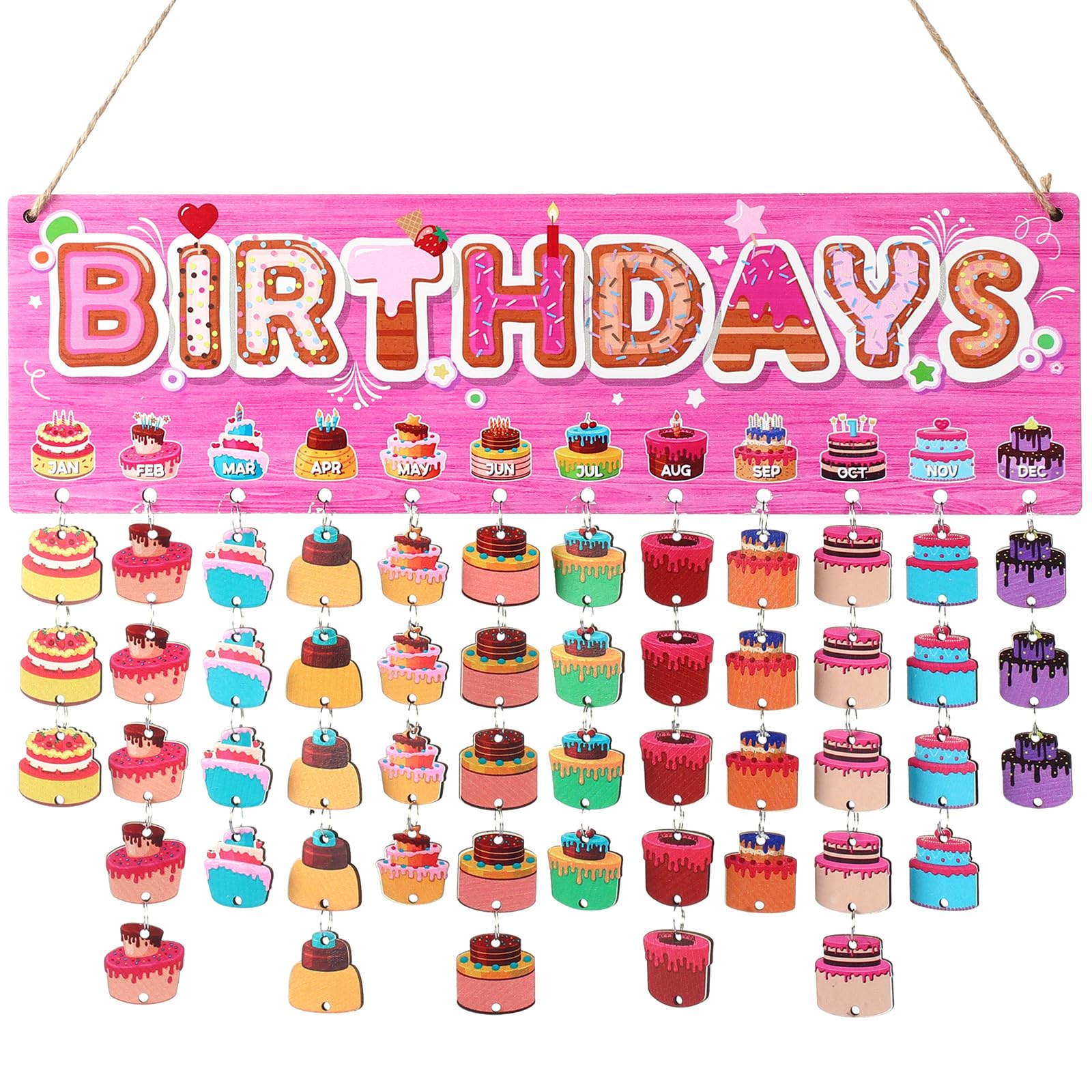 Amazon.com: Treela Classroom Birthday Calendar Board Wooden DIY Cake ...