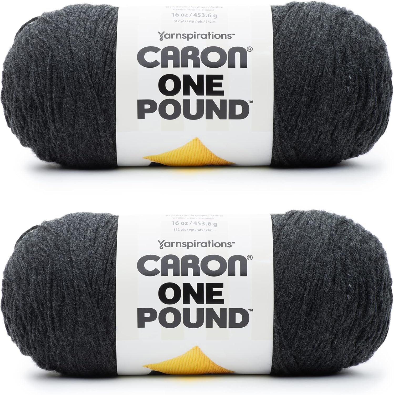 Caron One Pound Dark Gray Mix Yarn - Pack of 16oz/453.6g - Acrylic - #4 ...