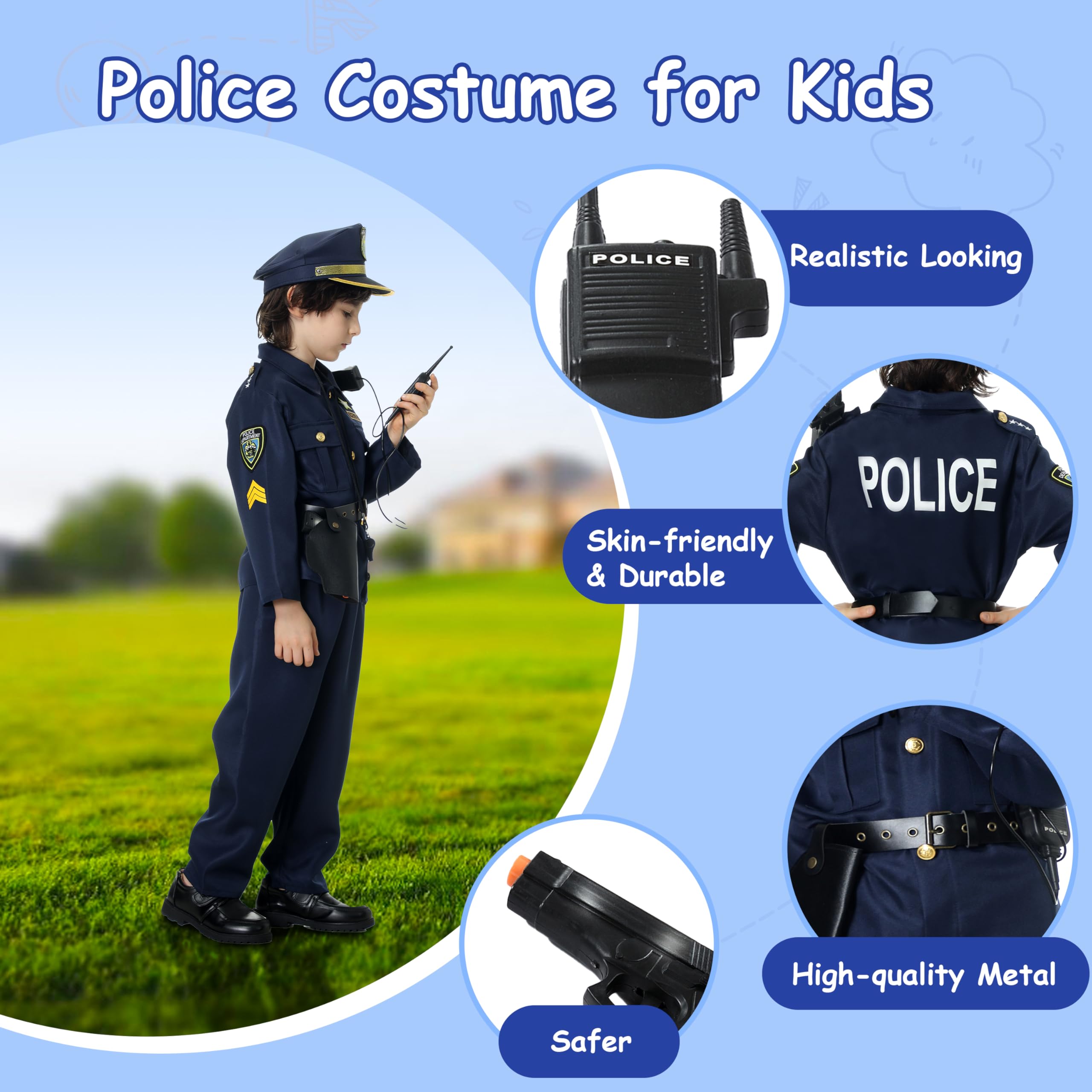 Snapklik.com : Police Officer Costume For Kids 7-8 Boys Kids Police ...