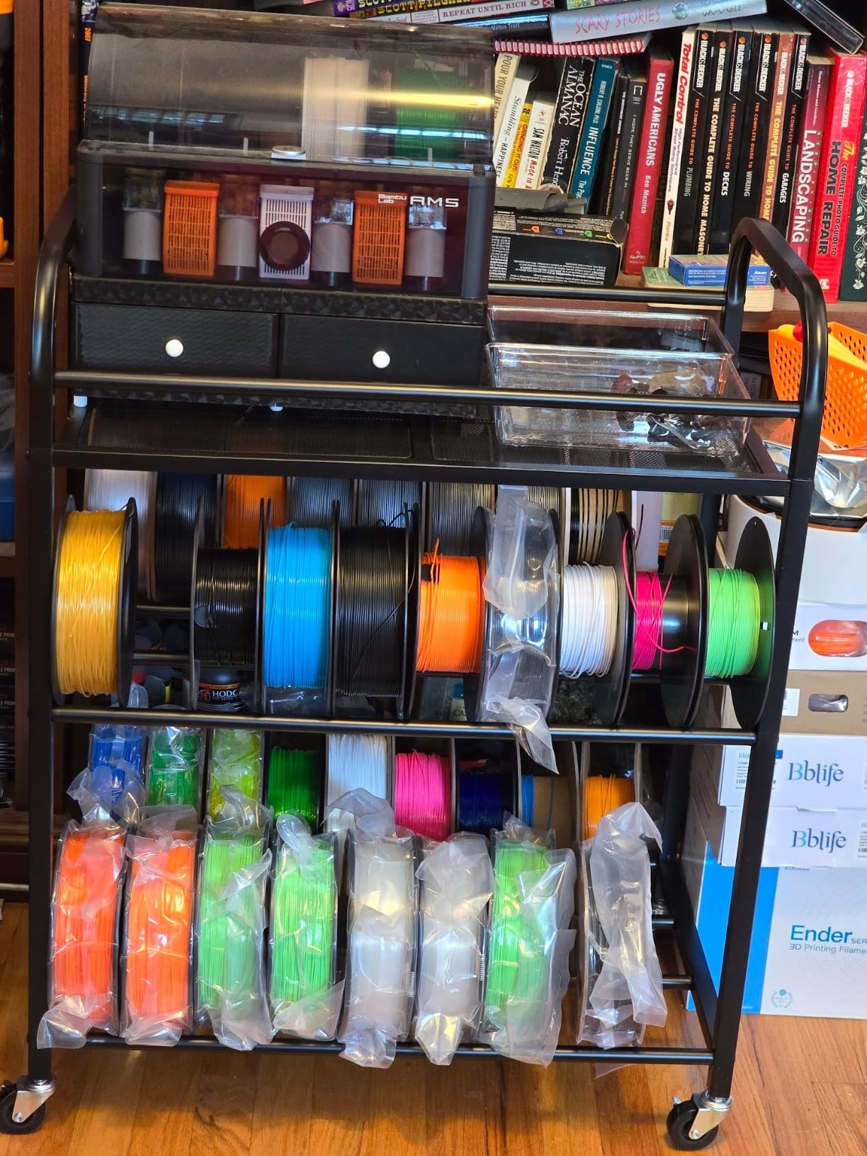 Amazon.com: AHOWPD 3D Printer Filament Storage Rack- Rolling Filament ...