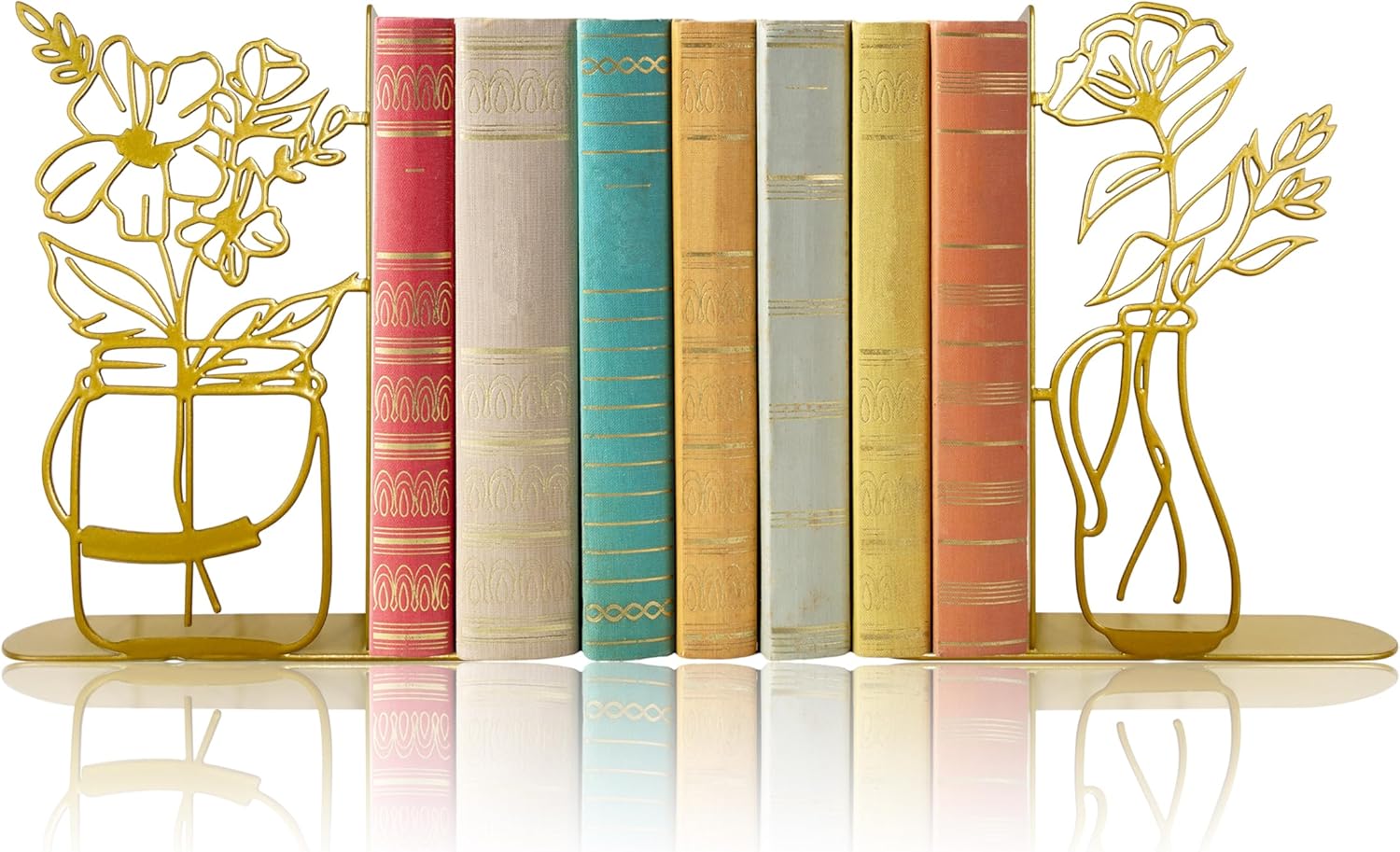 Metal Flower Vase Book Ends, Cute Book Ends for Office Home Decor ...