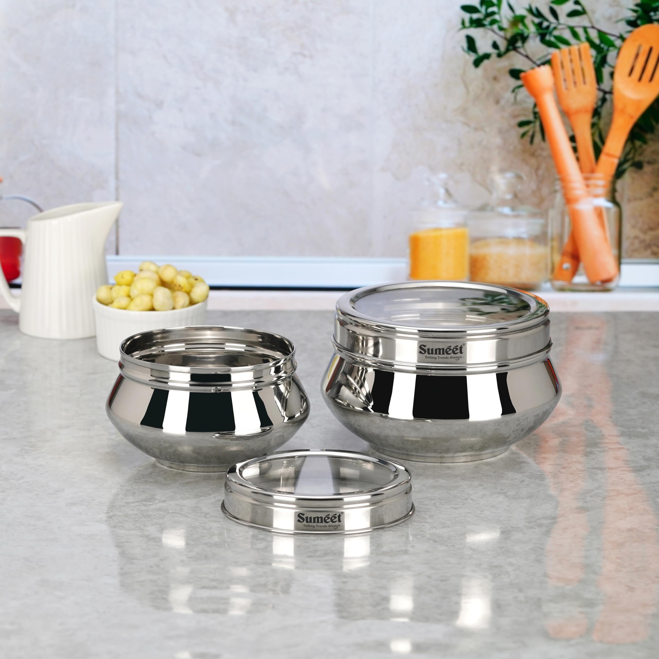 Snapklik.com : Sumeet Stainless Steel Handi Shape Big Size Canisters ...