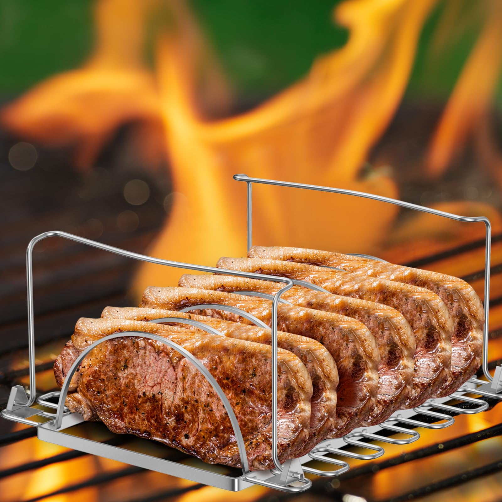 Snapklik.com : Foldable 3-in-1 Chicken Leg Rib Rack For Grill, Oven ...