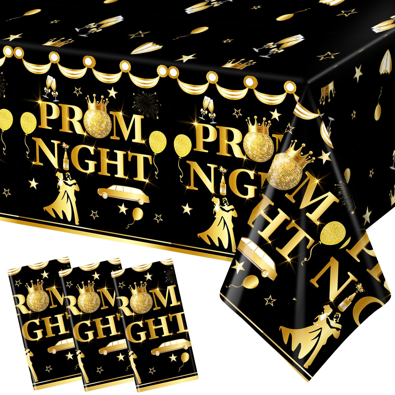 Amazon.com: 3Pcs Black and Gold Graduation Tablecloth Class of 2024 ...