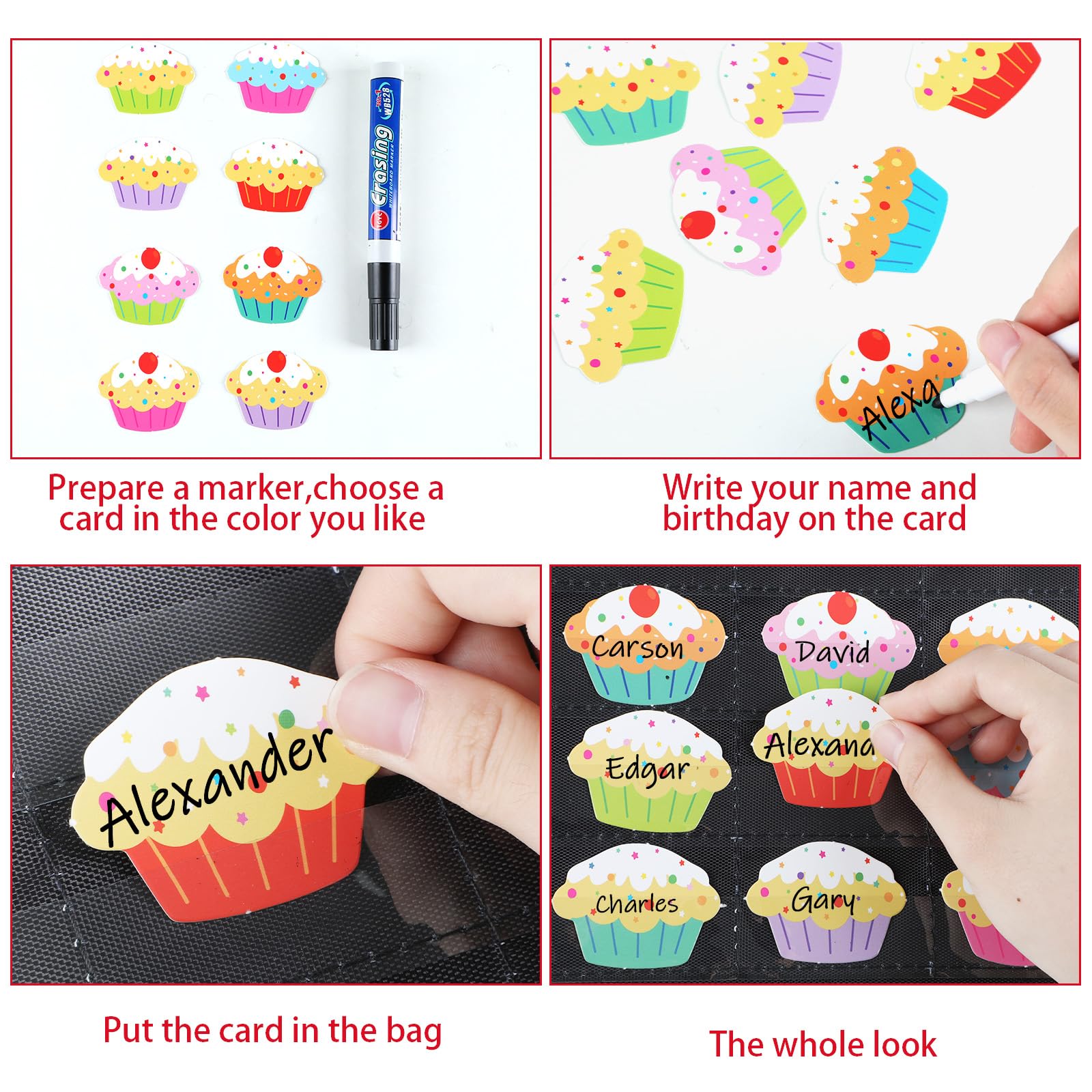 Snapklik.com : Happy Birthday Pocket Chart Colorful Cupcake Birthday ...