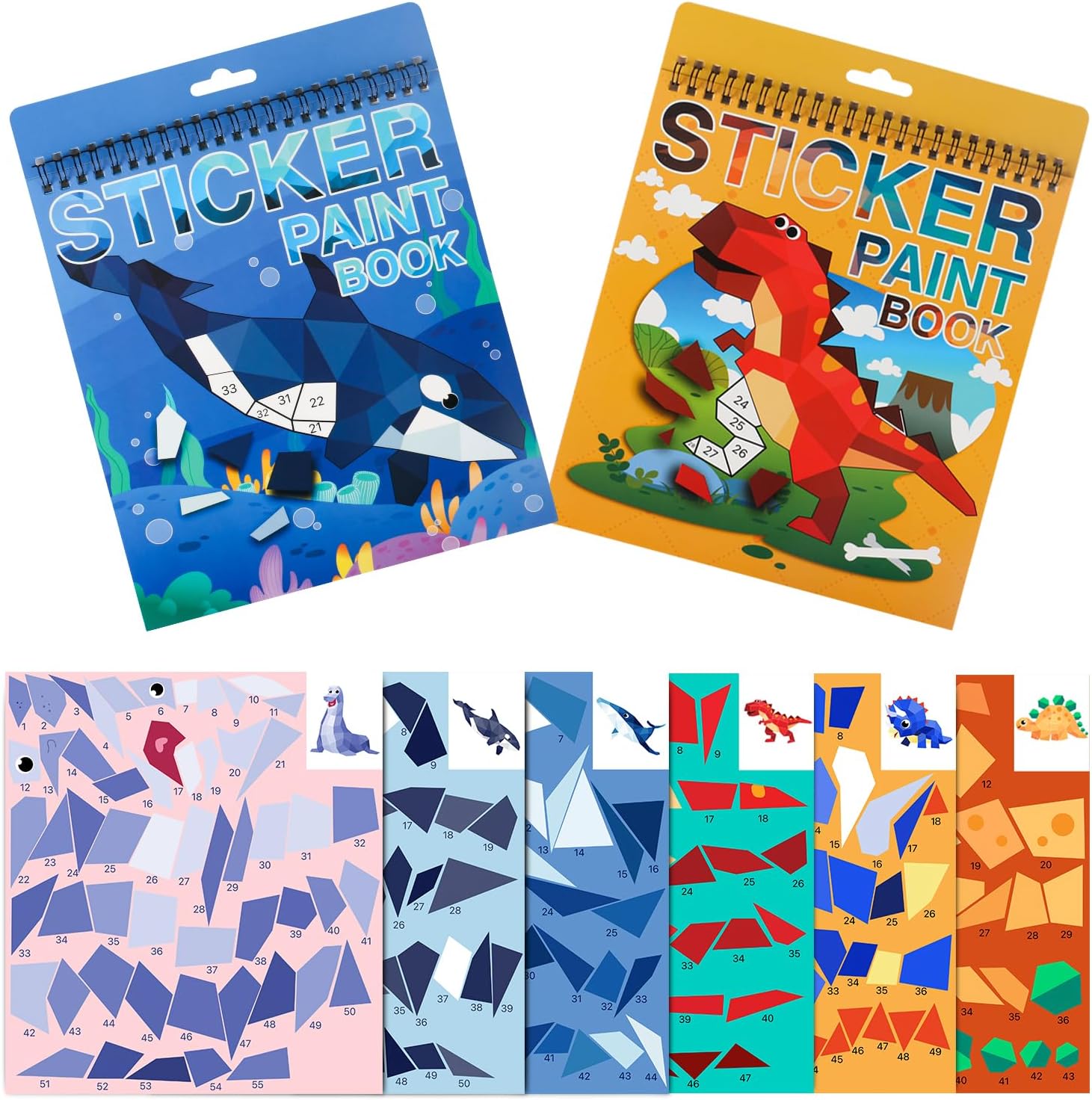 NIDEZON 2 Pack Sticker Paint Books,Crafts for Kids Ages 4-8,Sticker by ...