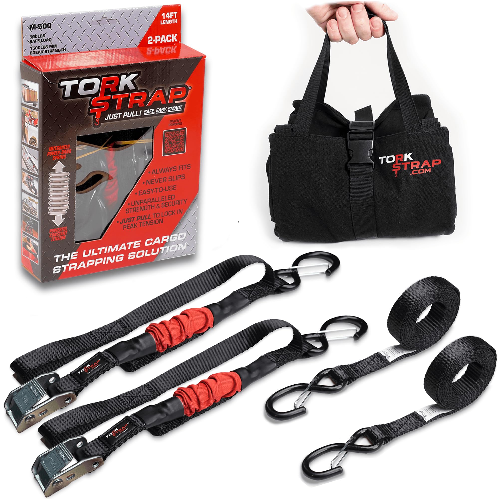 Amazon.com: TorkStrap M500 Bundle | 14' x 1'' Spring Loaded Tie Down ...