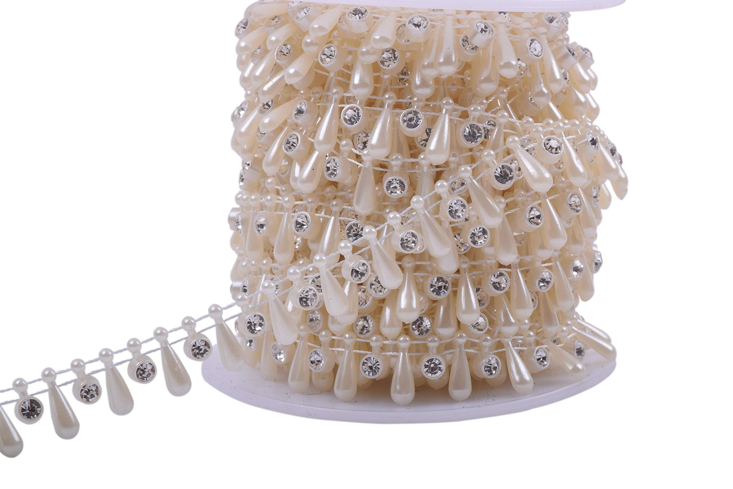 Amazon.com: KAOYOO 10 Yards Rhinestone Beaded Chain Trim with Ivory ...