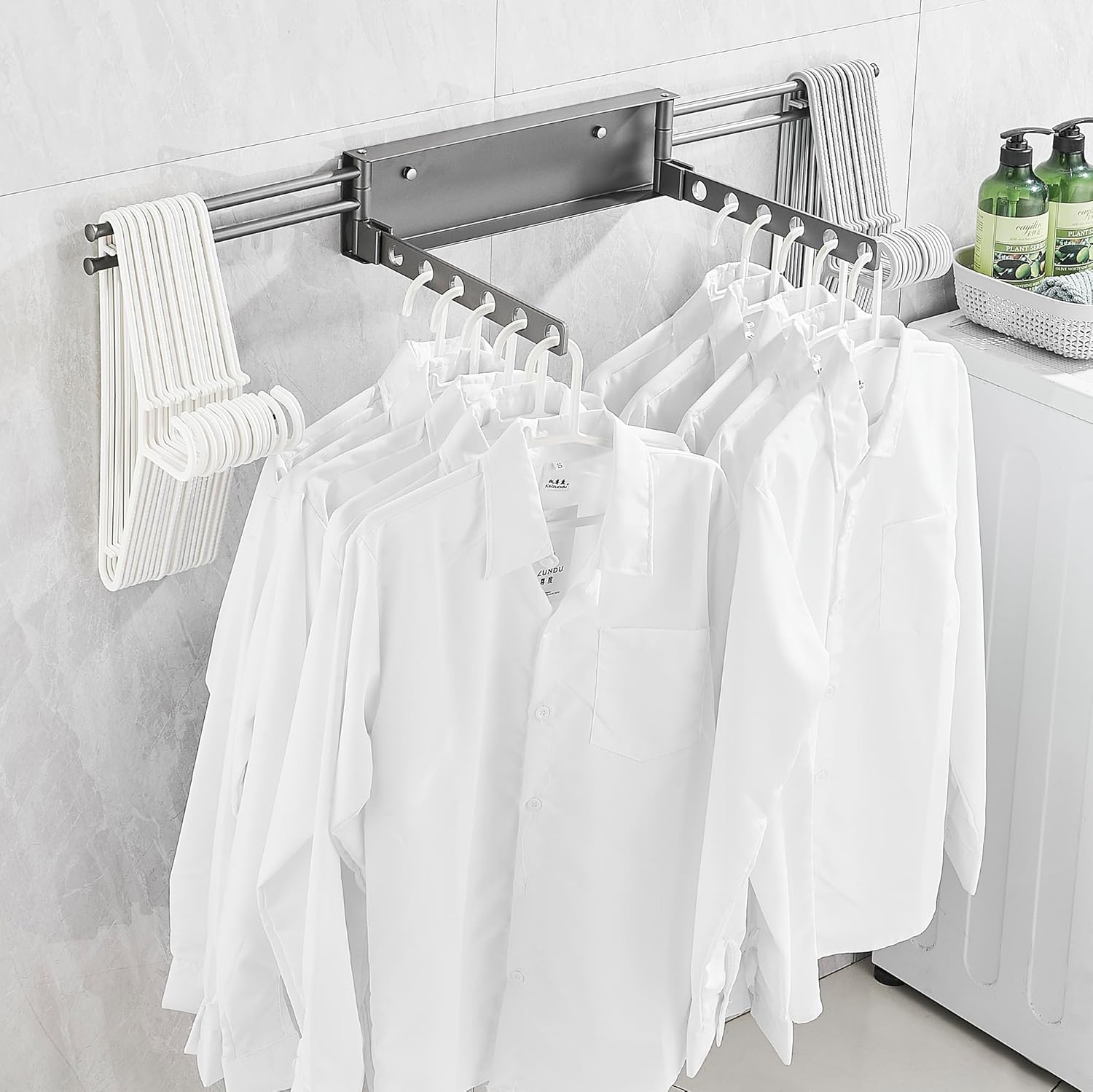 Amazon.com: LIZHUYA Clothes Drying Rack Foldable Wall Mounted ...