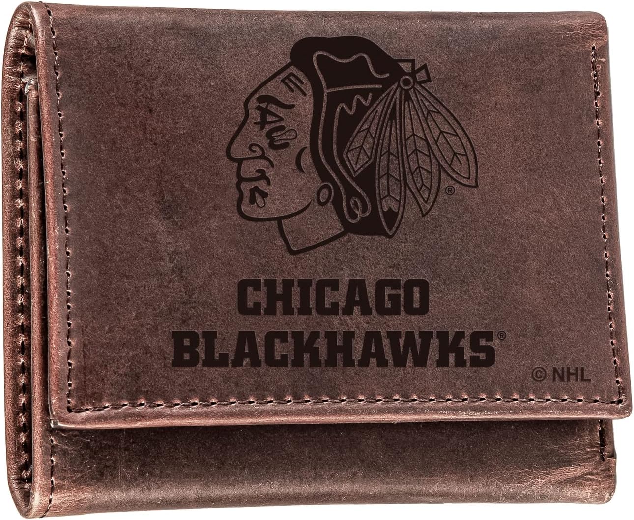 Amazon.com: Team Sports America NHL Chicago hawks Brown Wallet | Tri ...