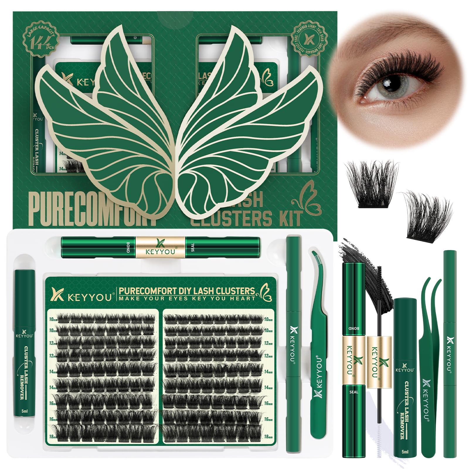 Amazon.com: KEYYOU Lash Extension Kit 144pcs Thick Super Soft Lash ...