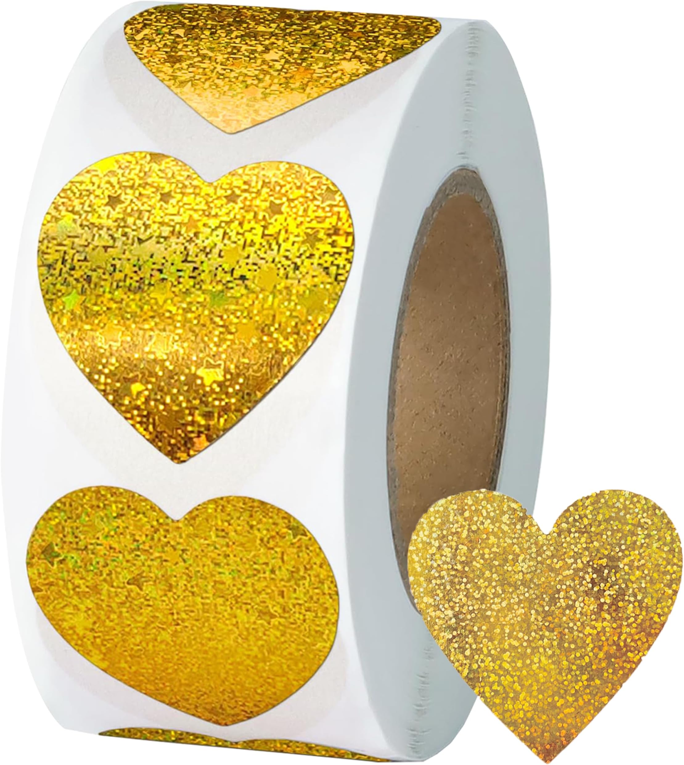 Amazon.com : Top label Metallic Gold Heart Shaped Label Stickers, 2 ...