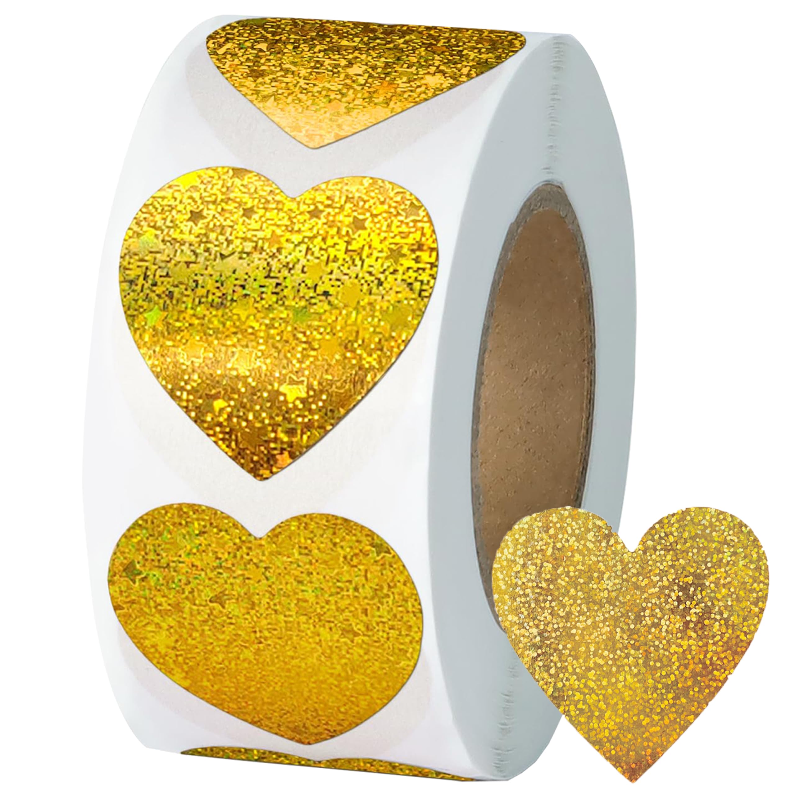 Amazon.com: 500Pcs 1 Inch Roll Gold Heart Stickers for Kids Reward ...