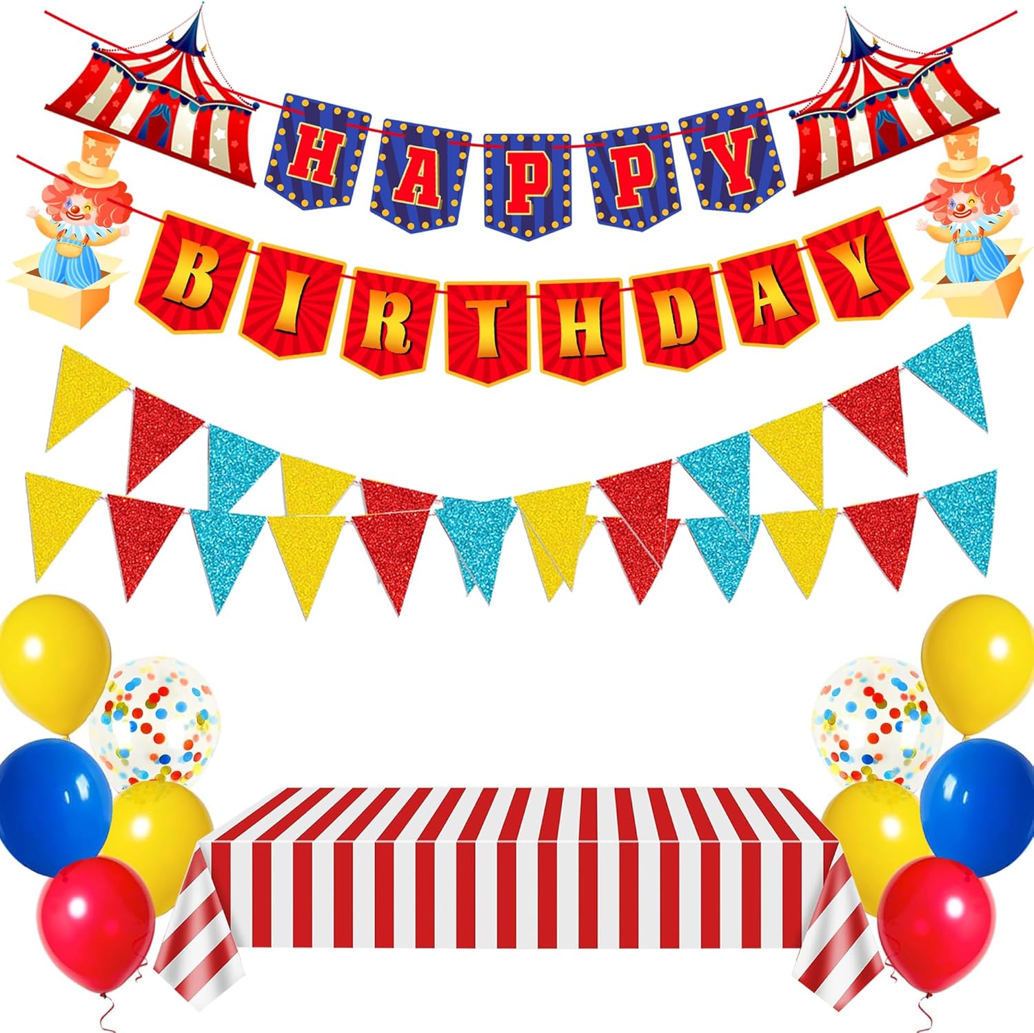 Amazon.com: Circus Carnival Party Decorations Circus Birthday Banner ...