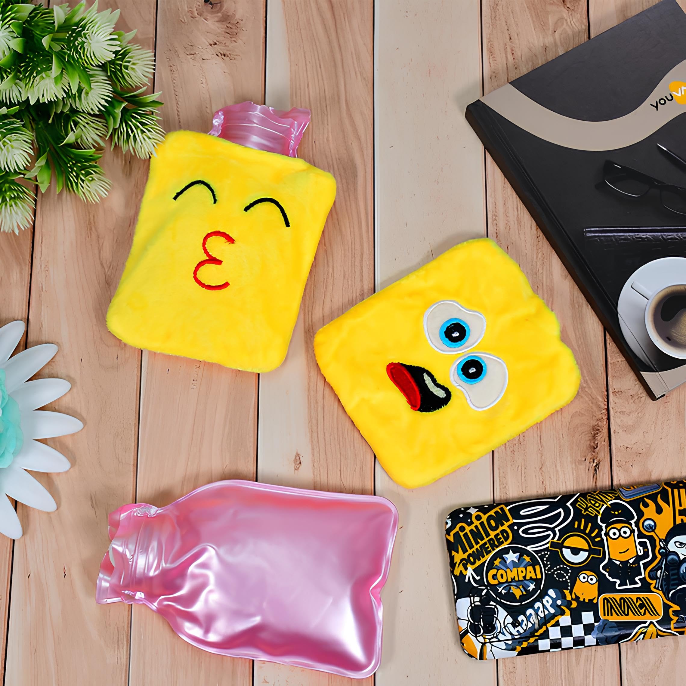 HAAPPYBOX Cute Emoji 2 Pcs Hot Water Bags For Pain Relief Small Hot ...