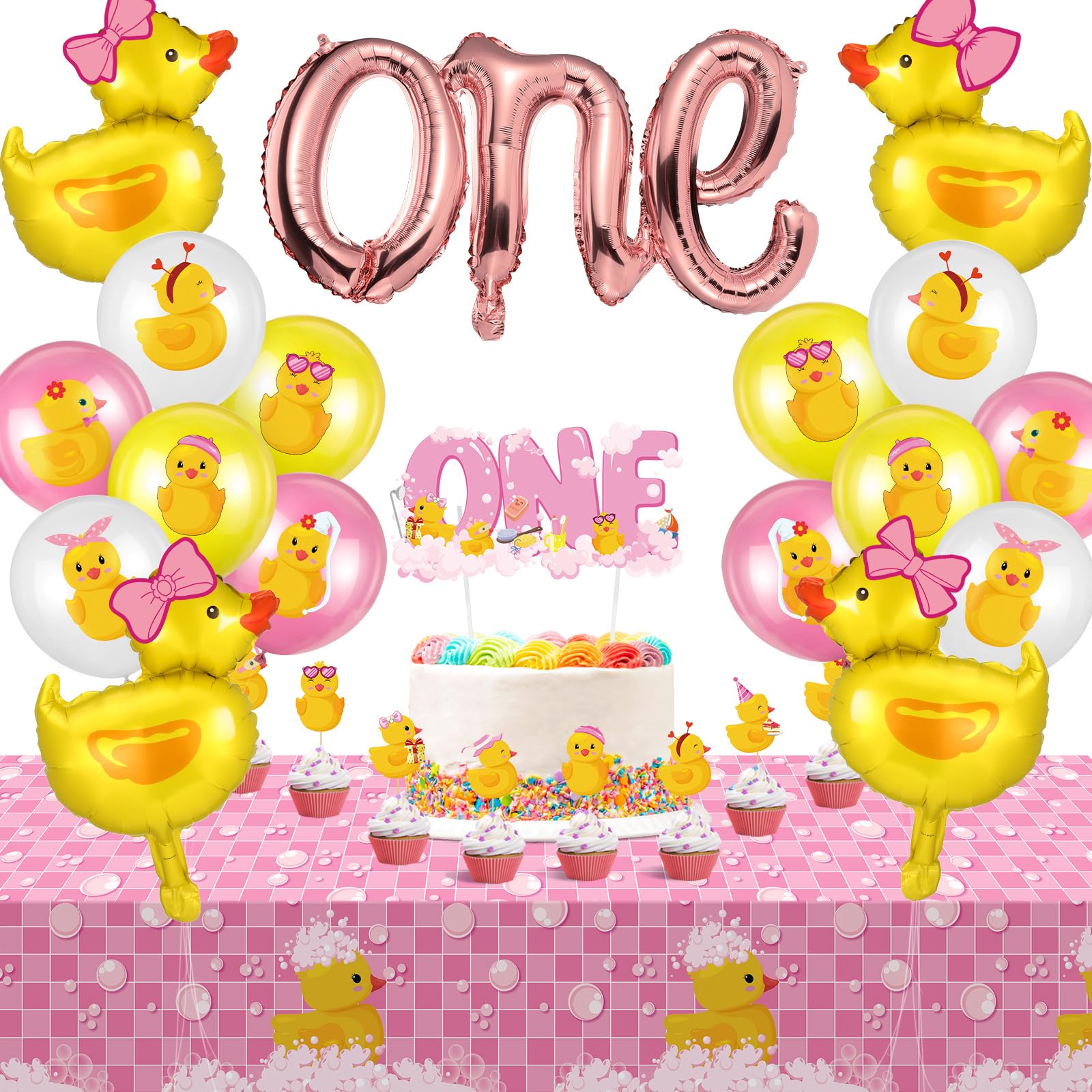 Amazon.com: Glimin 44 Pcs Duck 1st Birthday Decorations Yellow Duck ...