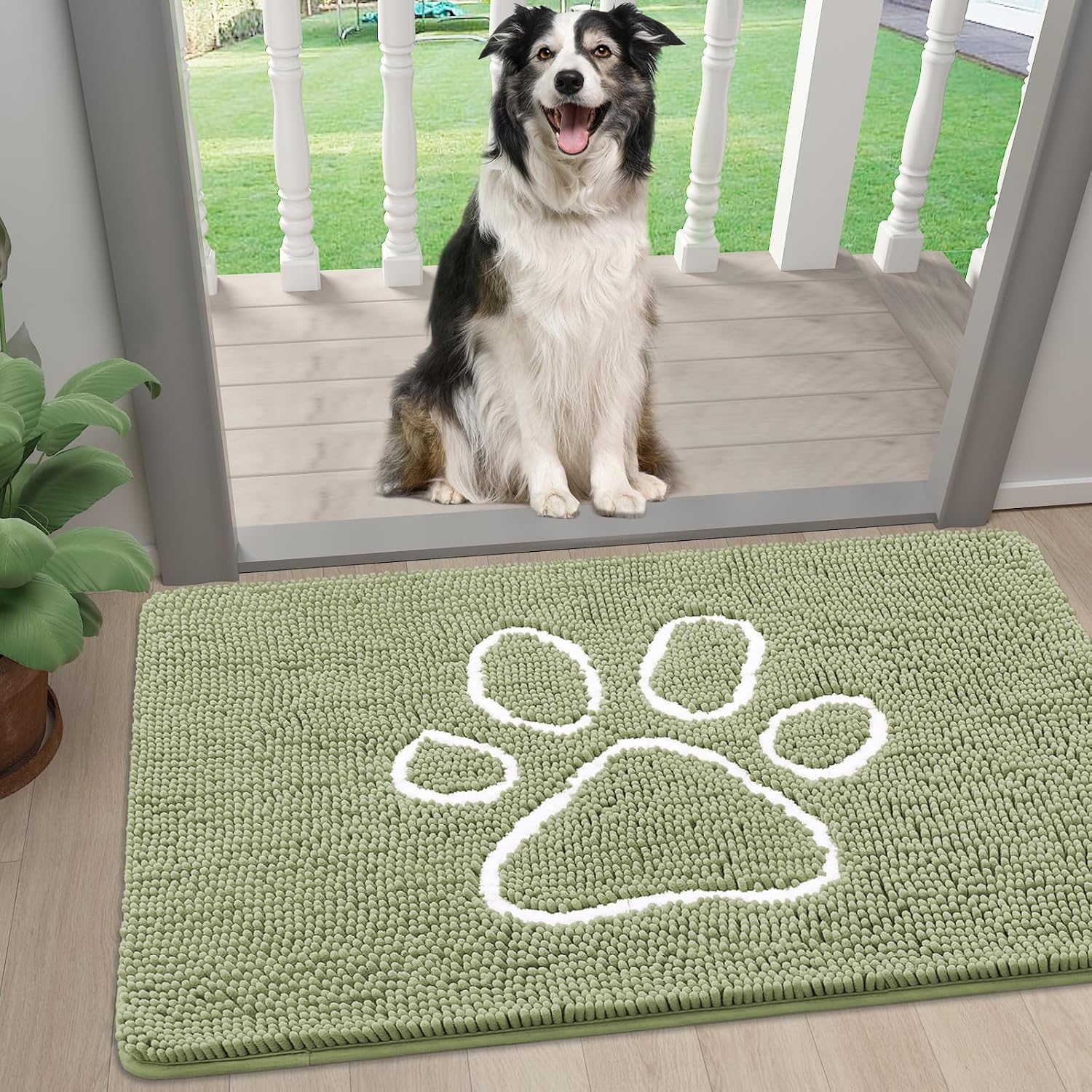 Amazon.com: Smiry Dog Door Mat for Muddy Paws, Absorbent Dirt Trapper ...