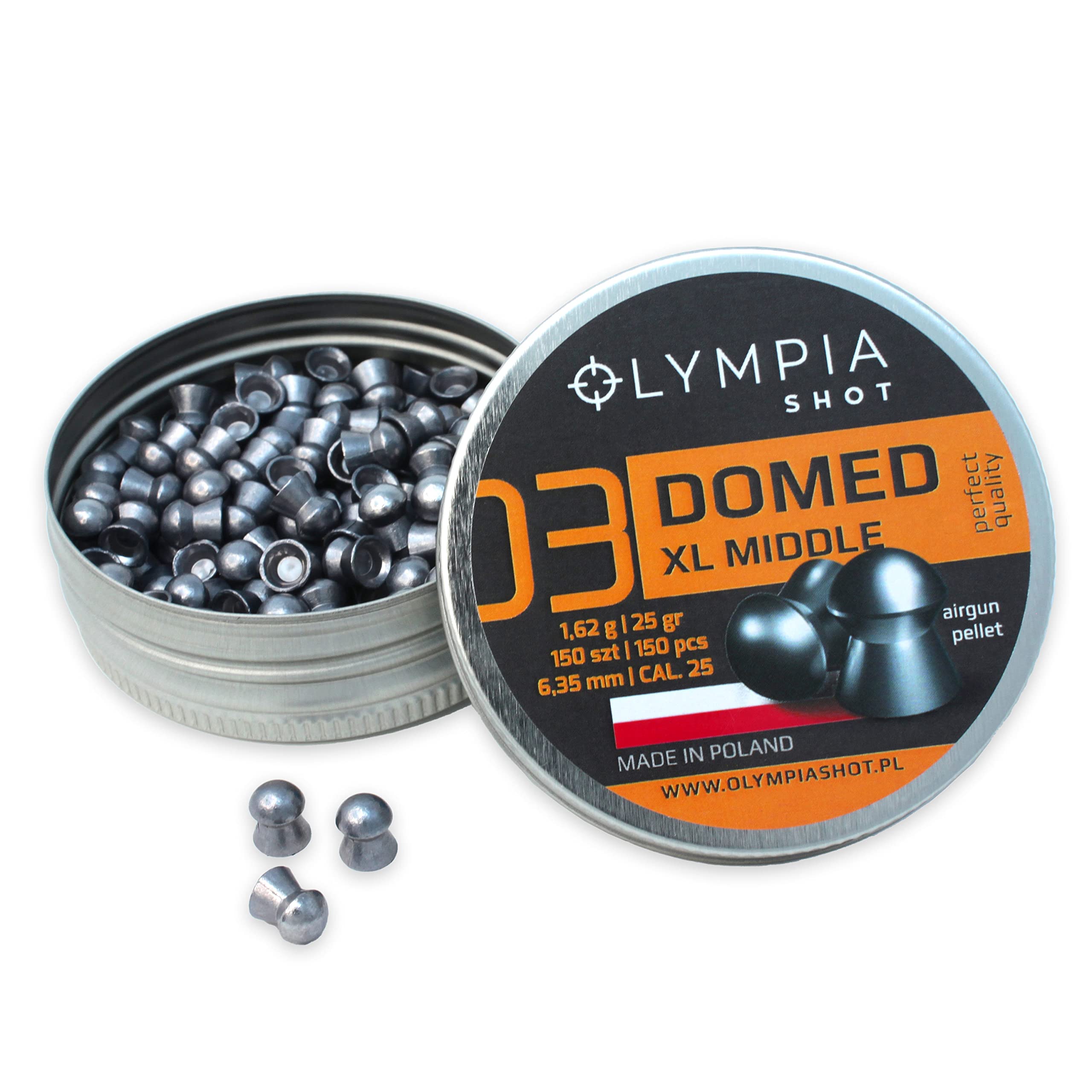 Snapklik.com : Olympia Shot Domed XL Middle Air Gun Pellets .25 Caliber ...