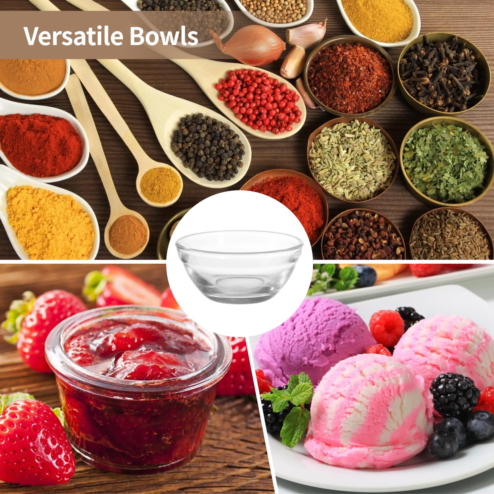 Snapklik.com : 10 Pcs Mini Glass Bowls, 1.35 Oz Small Meal Prep Bowls ...
