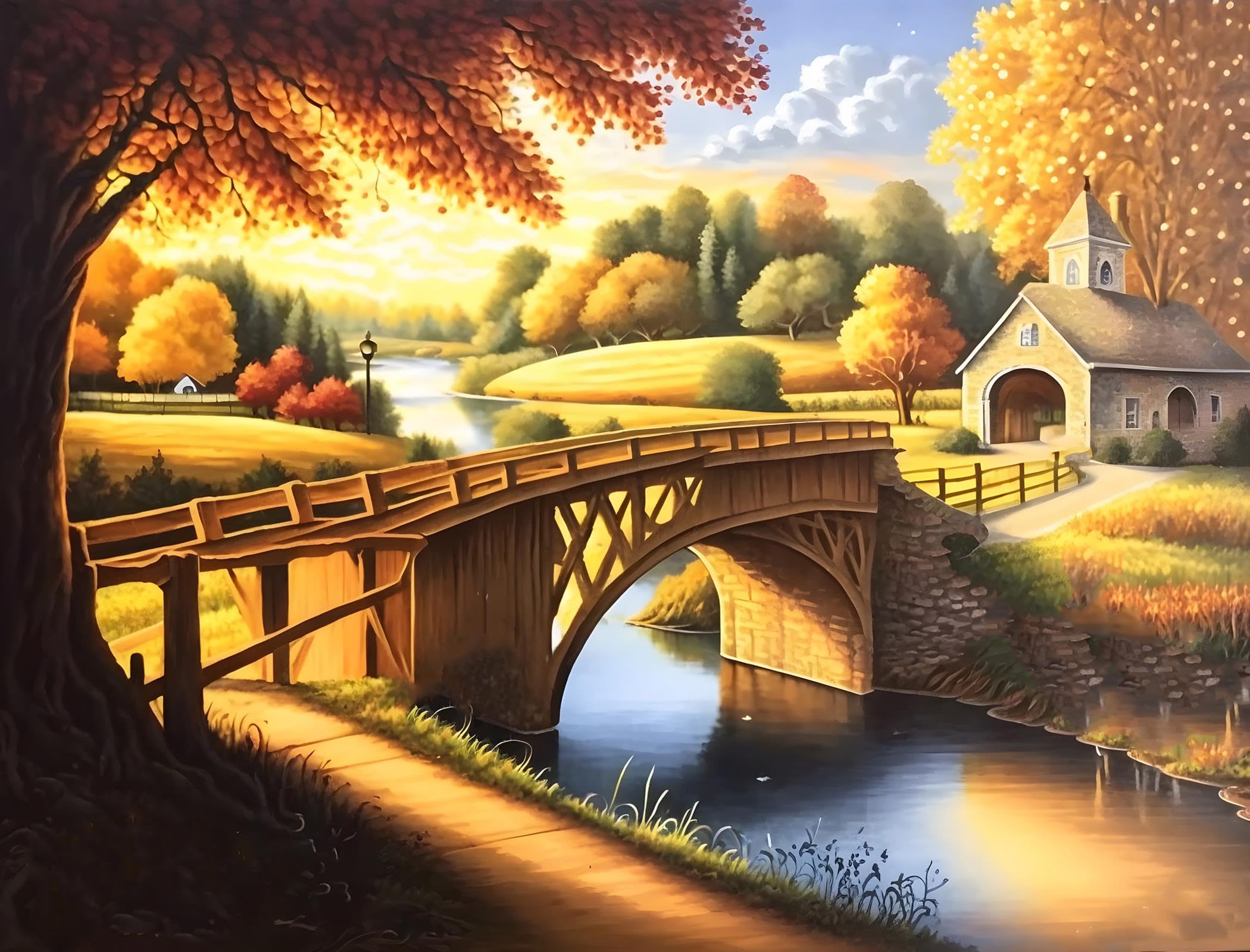 Boda En Naturebridge Amazon.com: 5D Oil Painting Landscape Diamond