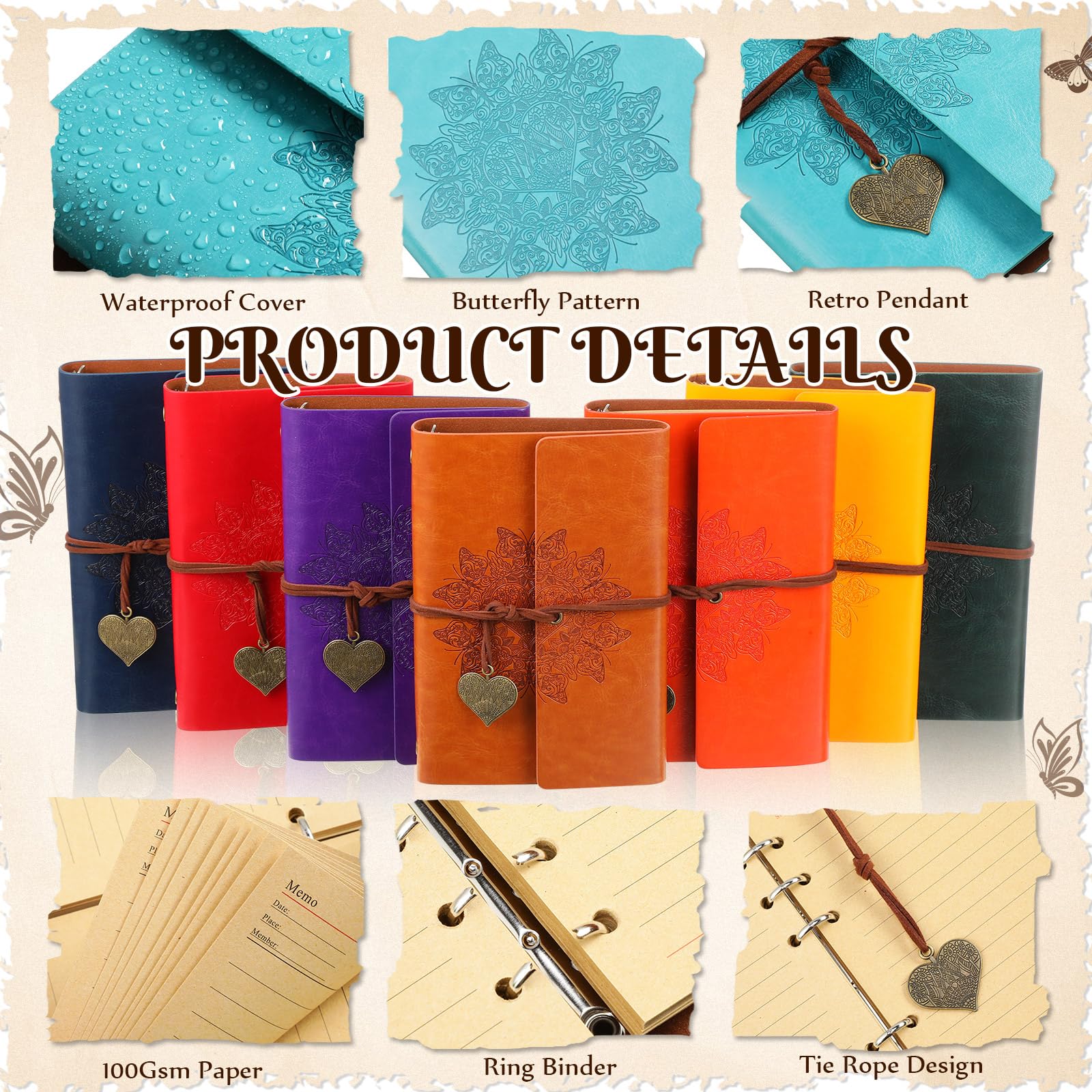 10 Pack PU Leather Journal Notebook Refillable Travel Vintage Journal 6 ...