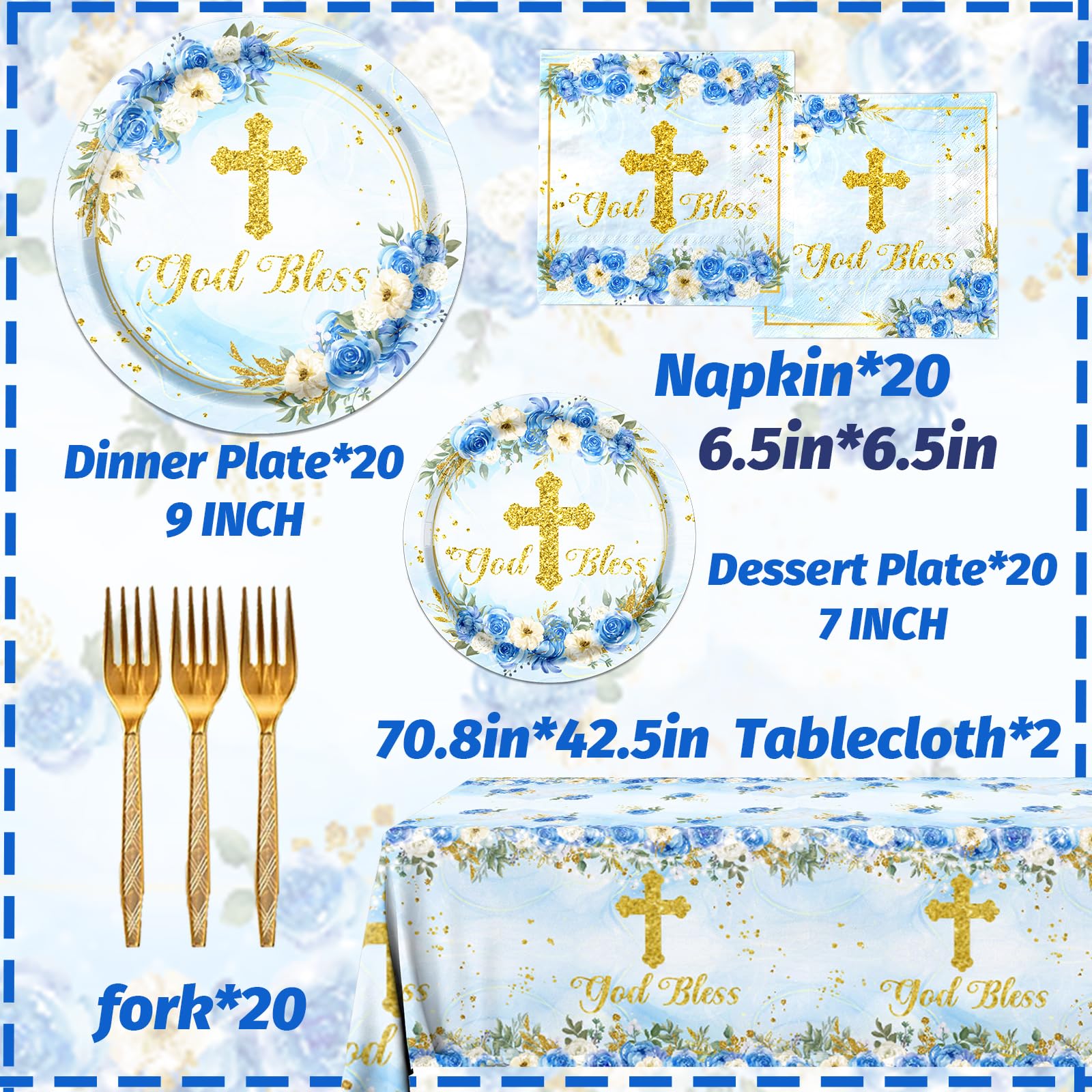 Snapklik.com : God Bless Plates And Napkins Baptism First Holy ...