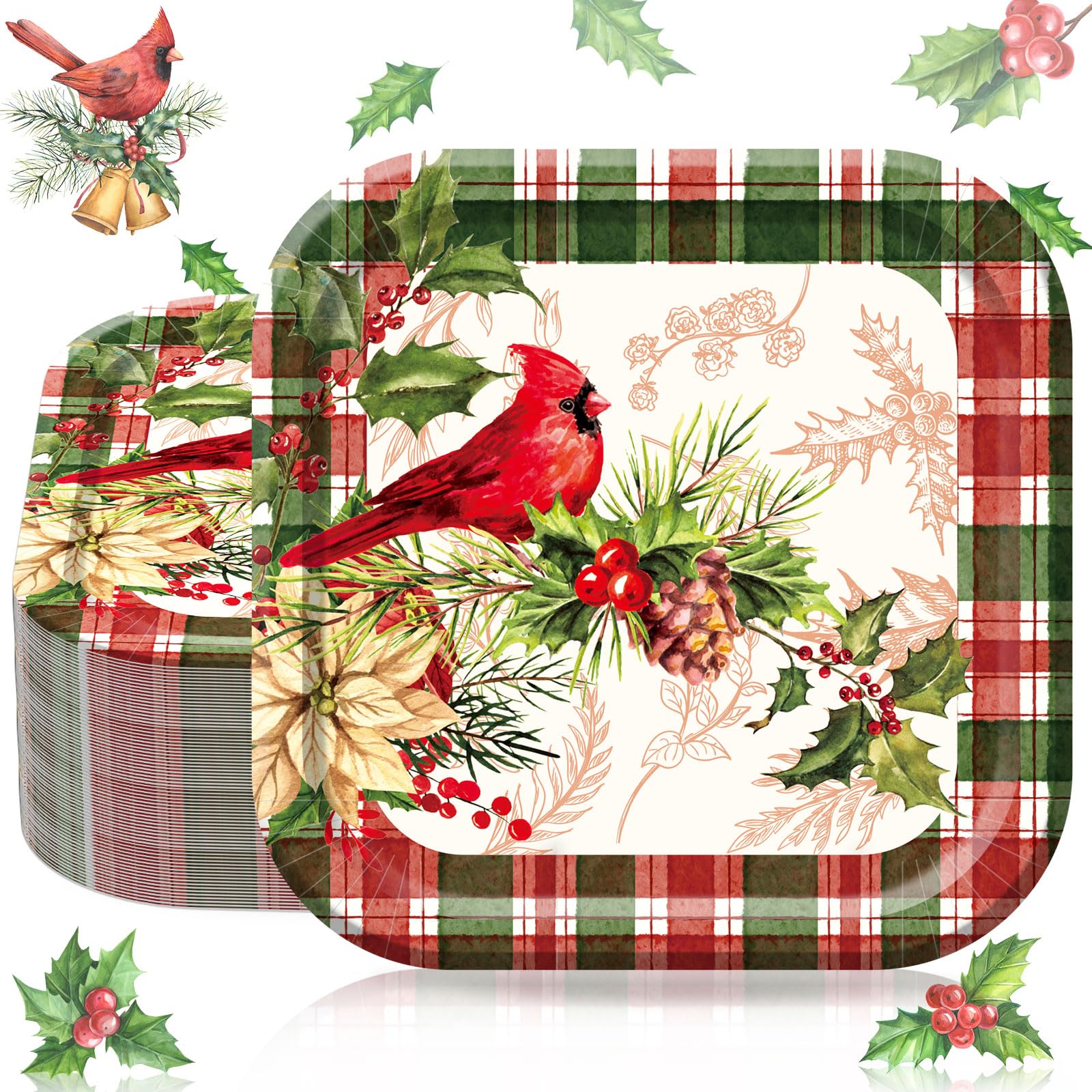 Amazon.com: AnyDesign 40Pcs 9 Inch Christmas Plates Merry Christmas ...