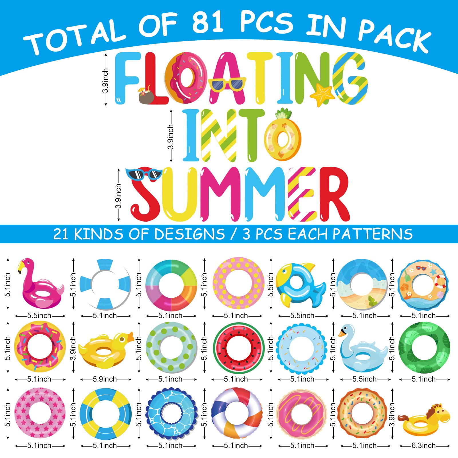 Bulletin Board Cutouts Summer Swim Ring Bulletin Board Decorations ...