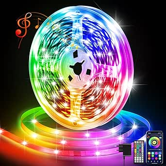 Striscia LED, 10M RGB Luci LED Camera da Letto Multicolor Bluetooth APP ...