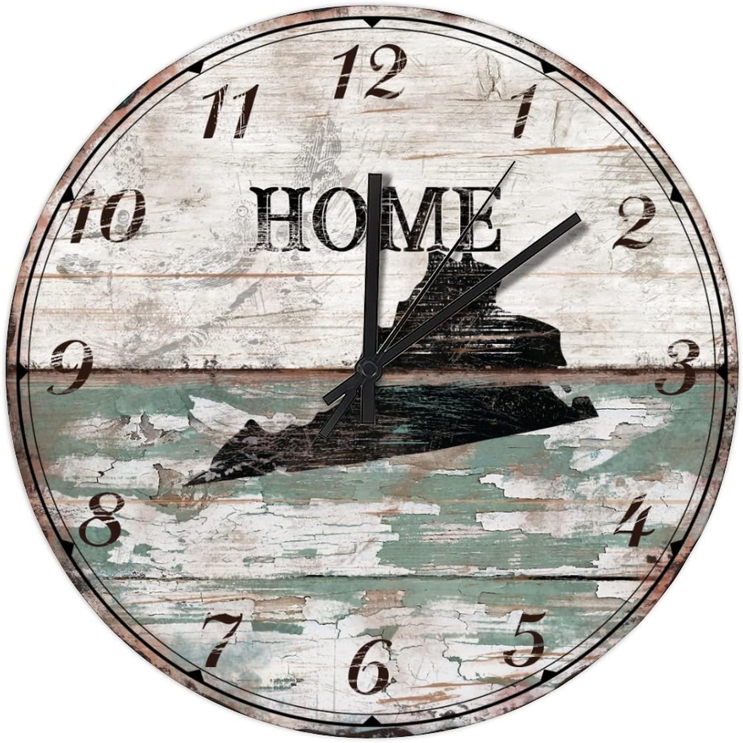 Amazon.com: BESTORLOVE Home Silent Non-Ticking Wood Wall Clock Virginia ...
