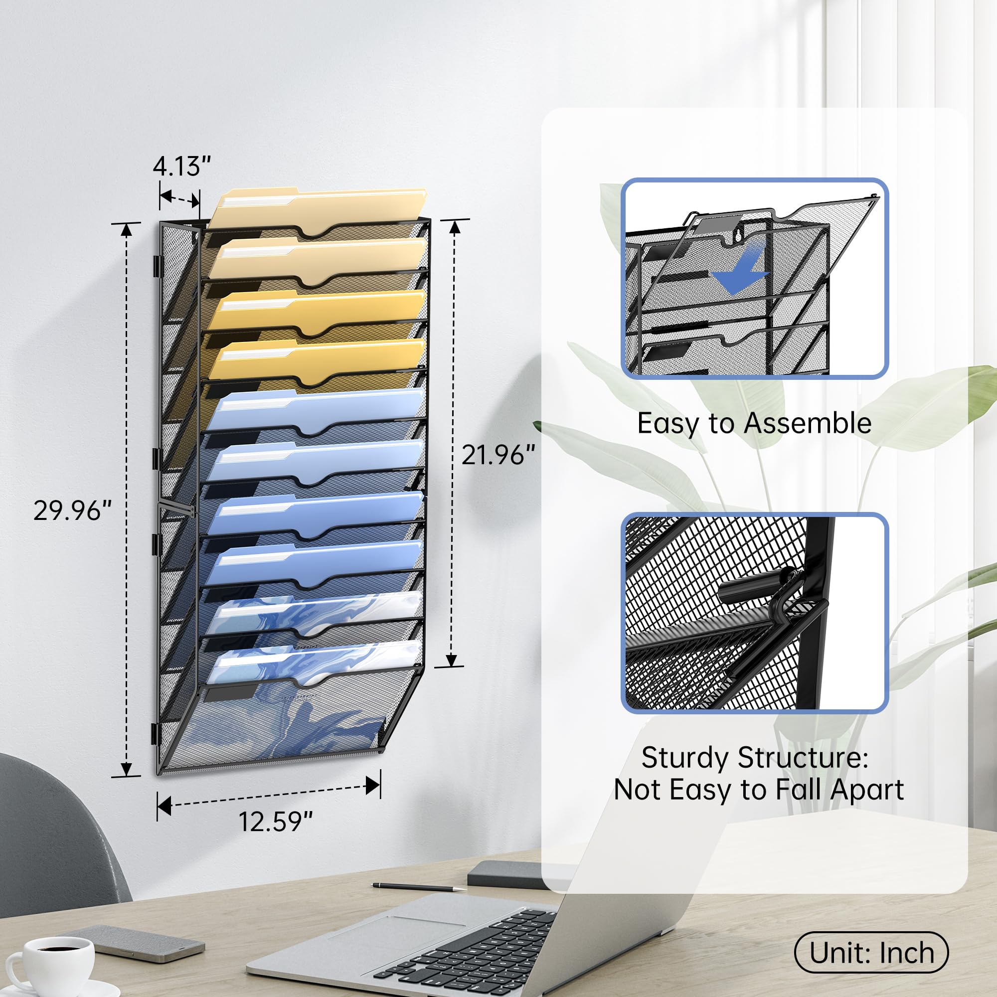 Snapklik.com : Wall File Organizer, 10 Tier Hanging File Organizer ...