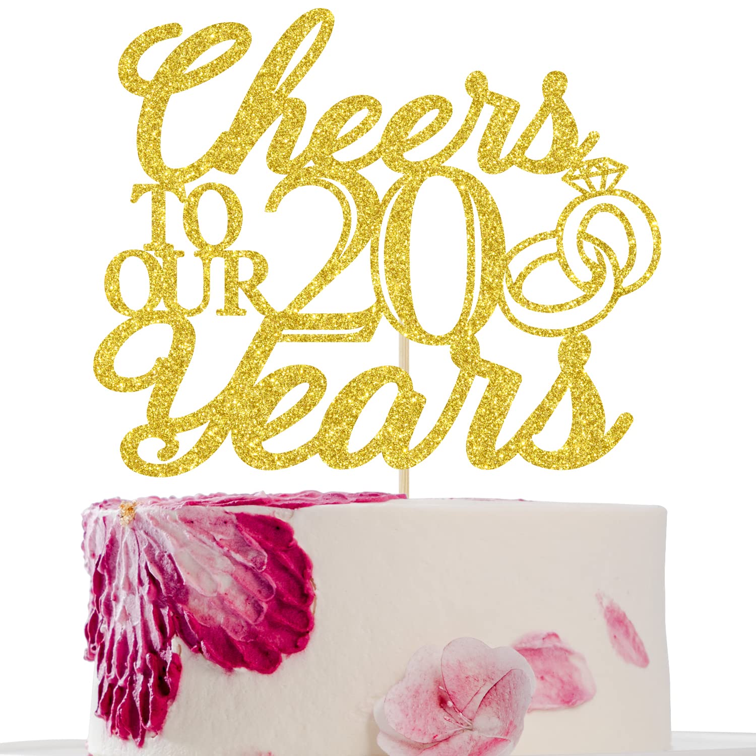 Buy Cheers to Our 20 Years Cake Topper, 20th Wedding Anniversary, Happy ...
