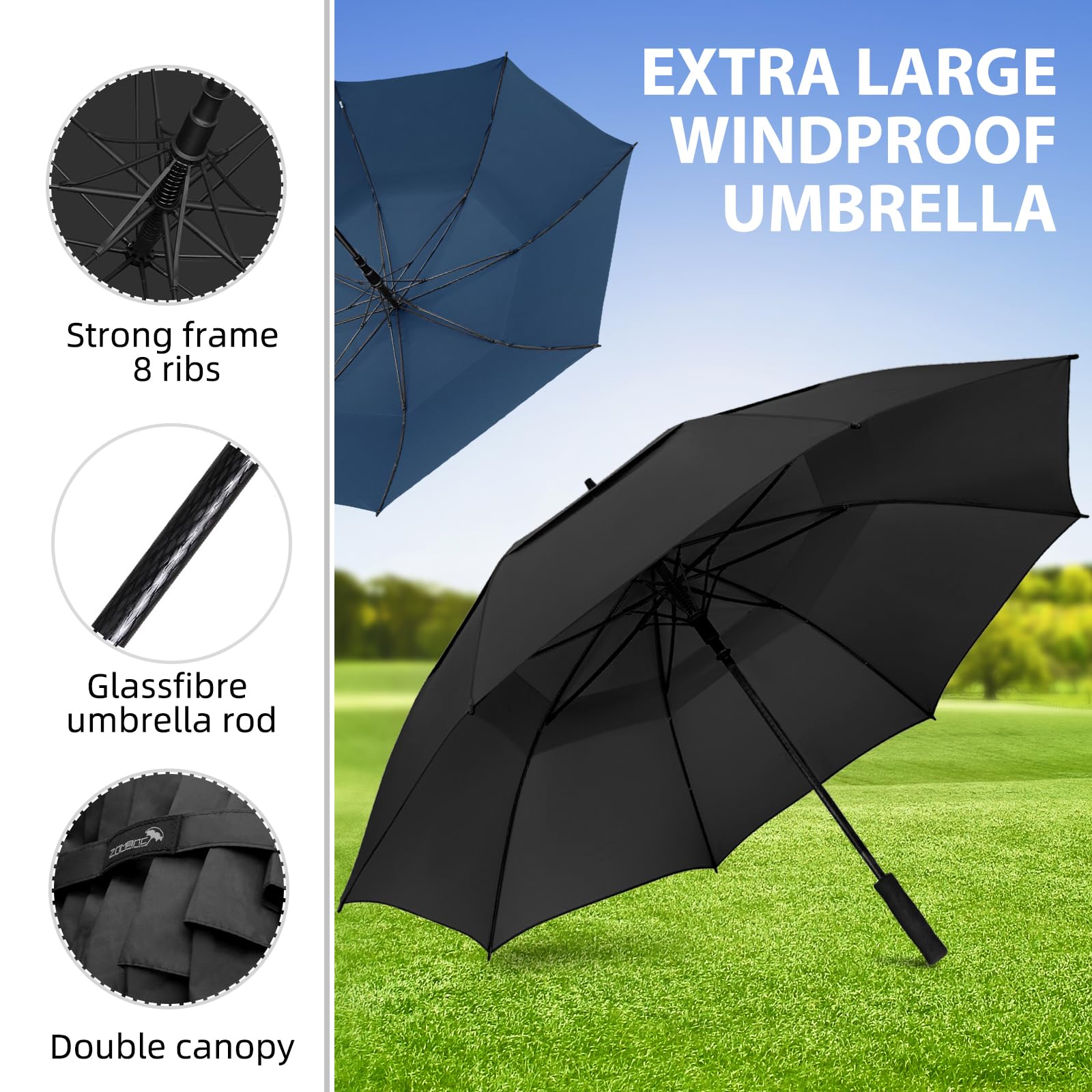 Snapklik.com : ZOMAKE Extra Large Golf Umbrella Windproof 80 Inch ...