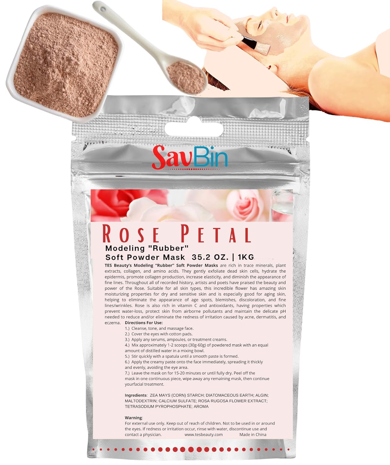 Amazon.com : SAVBIN Rose Modeling Soft Powder Mask (1 KG) (Rose - 1kg ...